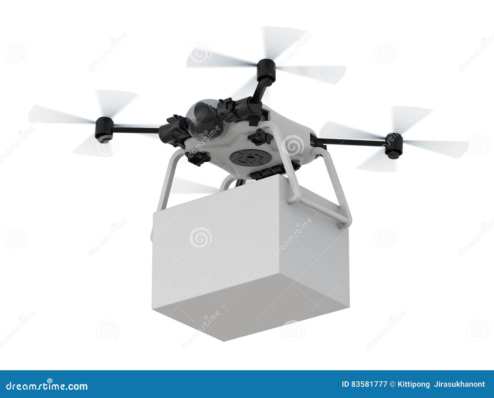 Delivery drone with box stock illustration. Illustration of crate ...
