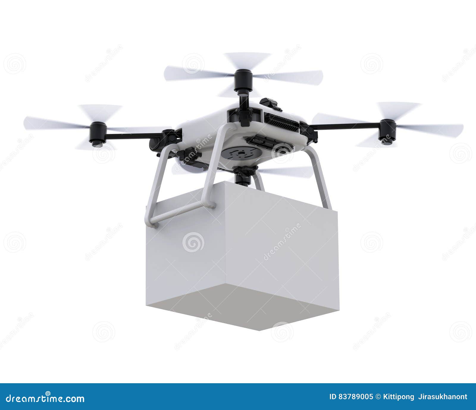 Drone Delivery Service Concept Vector. Multicopter Is Carrying Box ...