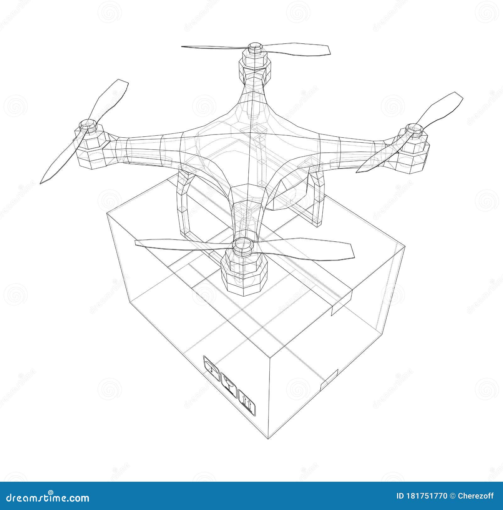 Delivery Drone Concept Outline. Vector Stock Vector - Illustration of ...