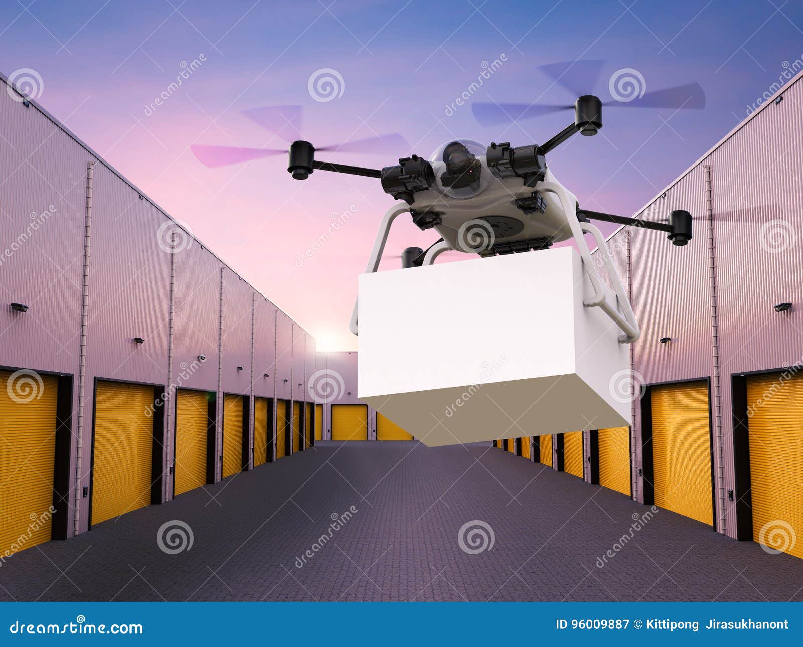 Delivery Drone Flying with Box Stock Illustration - Illustration of ...
