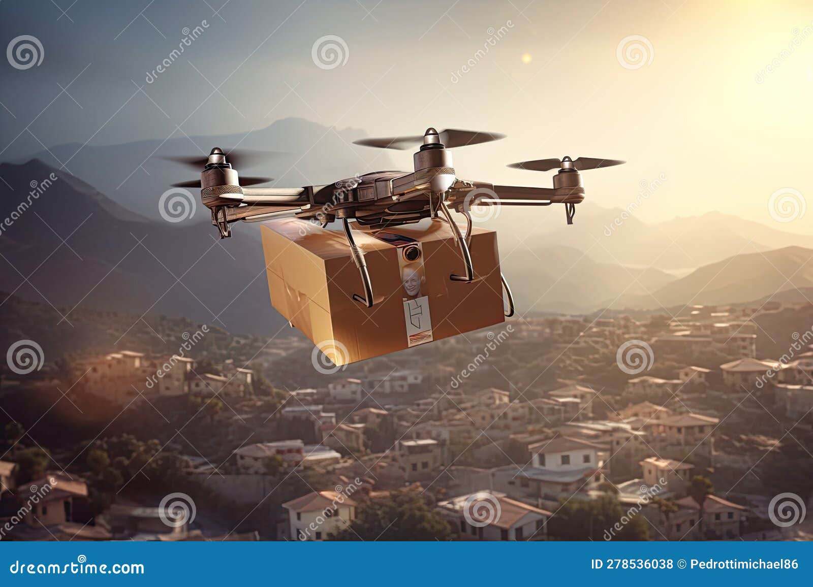 Drone Delivery stock illustration. Illustration of unmanned - 278536038