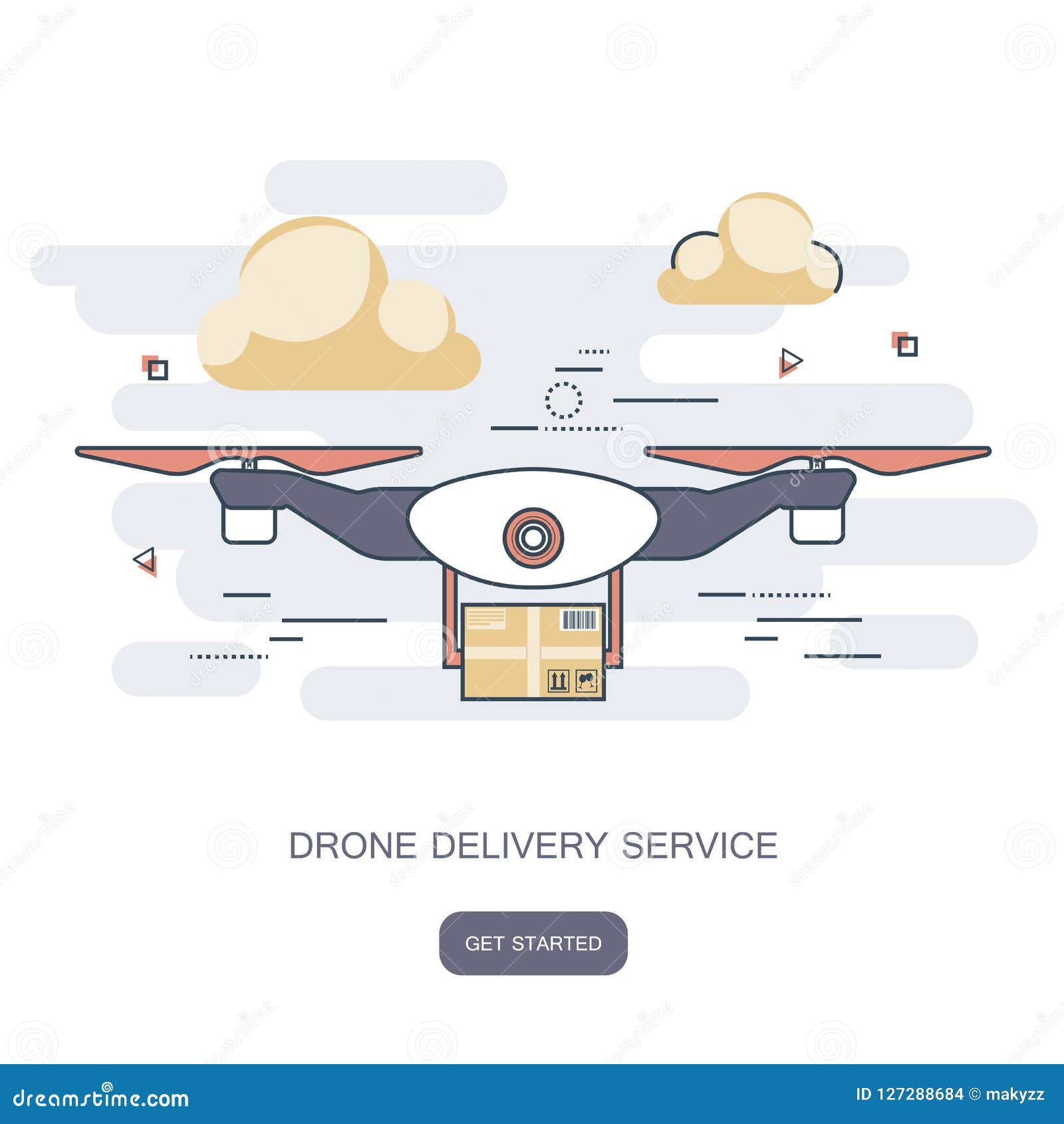 Delivery Drone with the Package. Concept for Delivery Service Stock ...