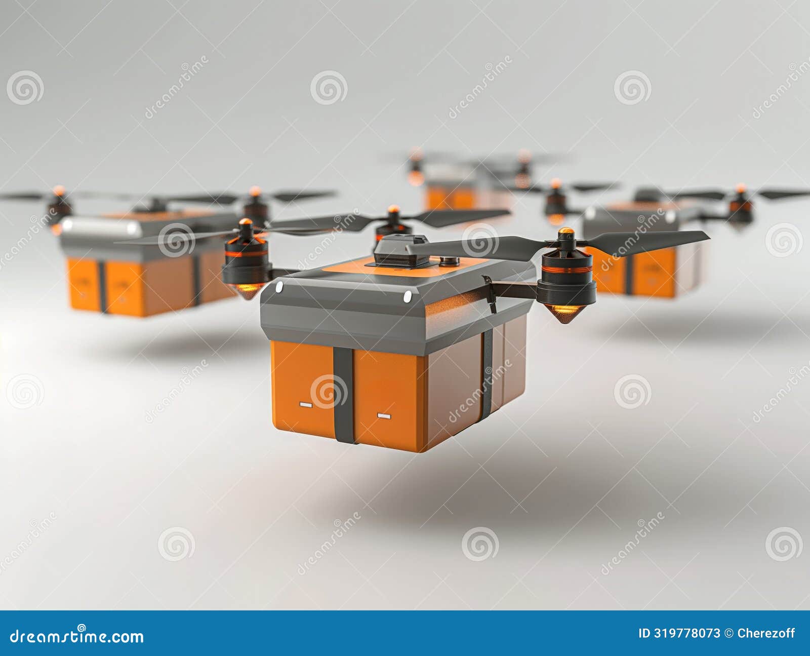 Delivery Drones in Flight stock image. Image of quadcopter - 319778073