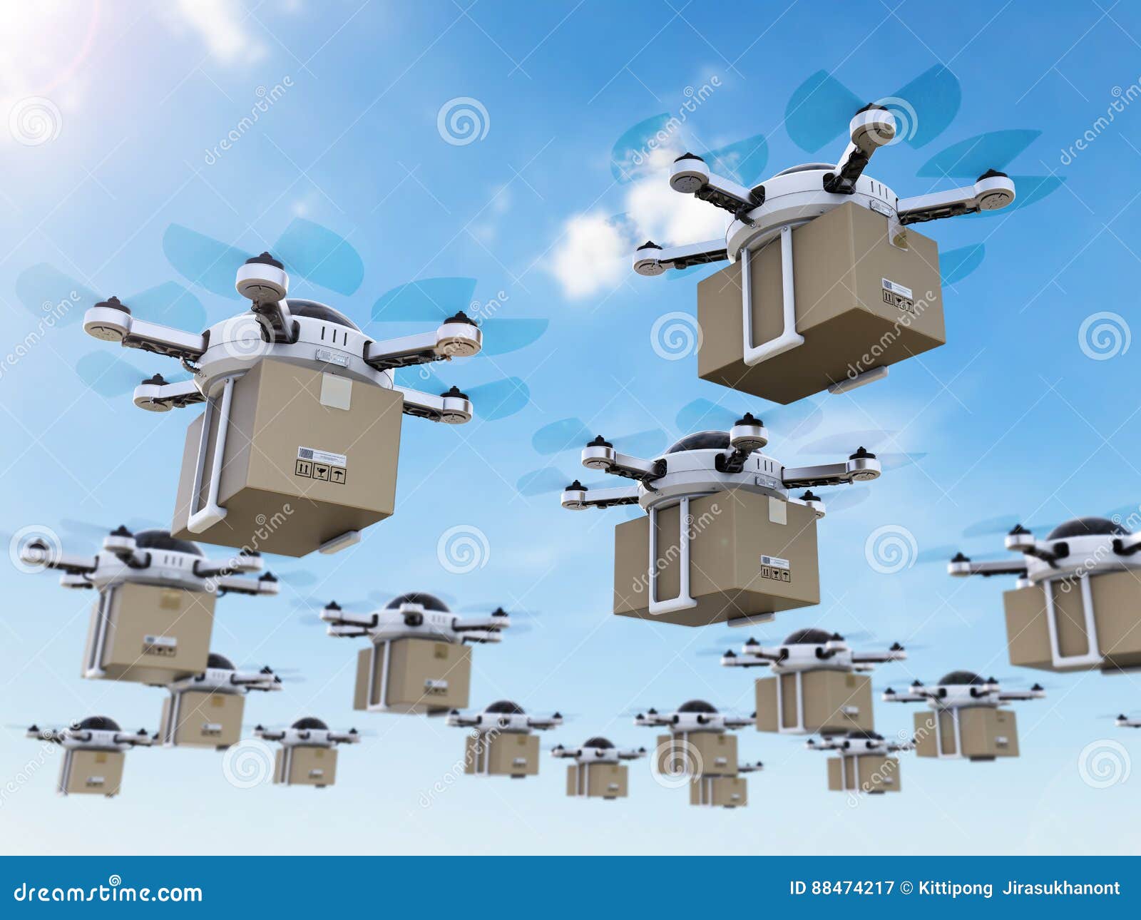 Delivery drones flying stock image. Image of logistic - 88474217