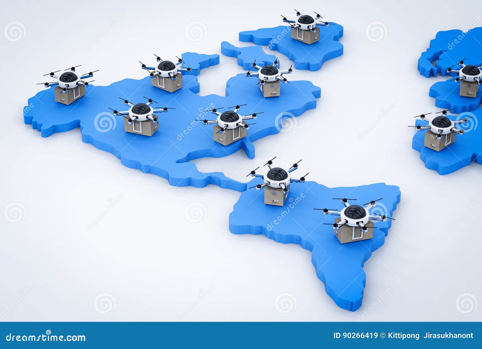 Delivery Drones On World Map Royalty-Free Stock Photo | CartoonDealer ...