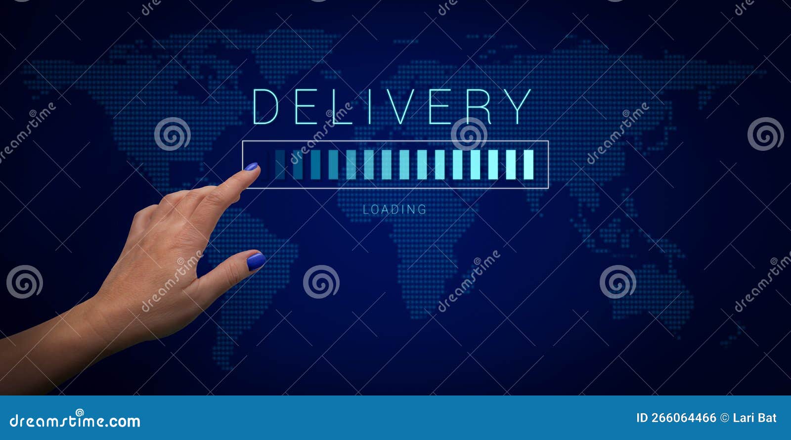 Delivery And Dynamic Loading Bar. Human Hand Activates Delivery Process ...
