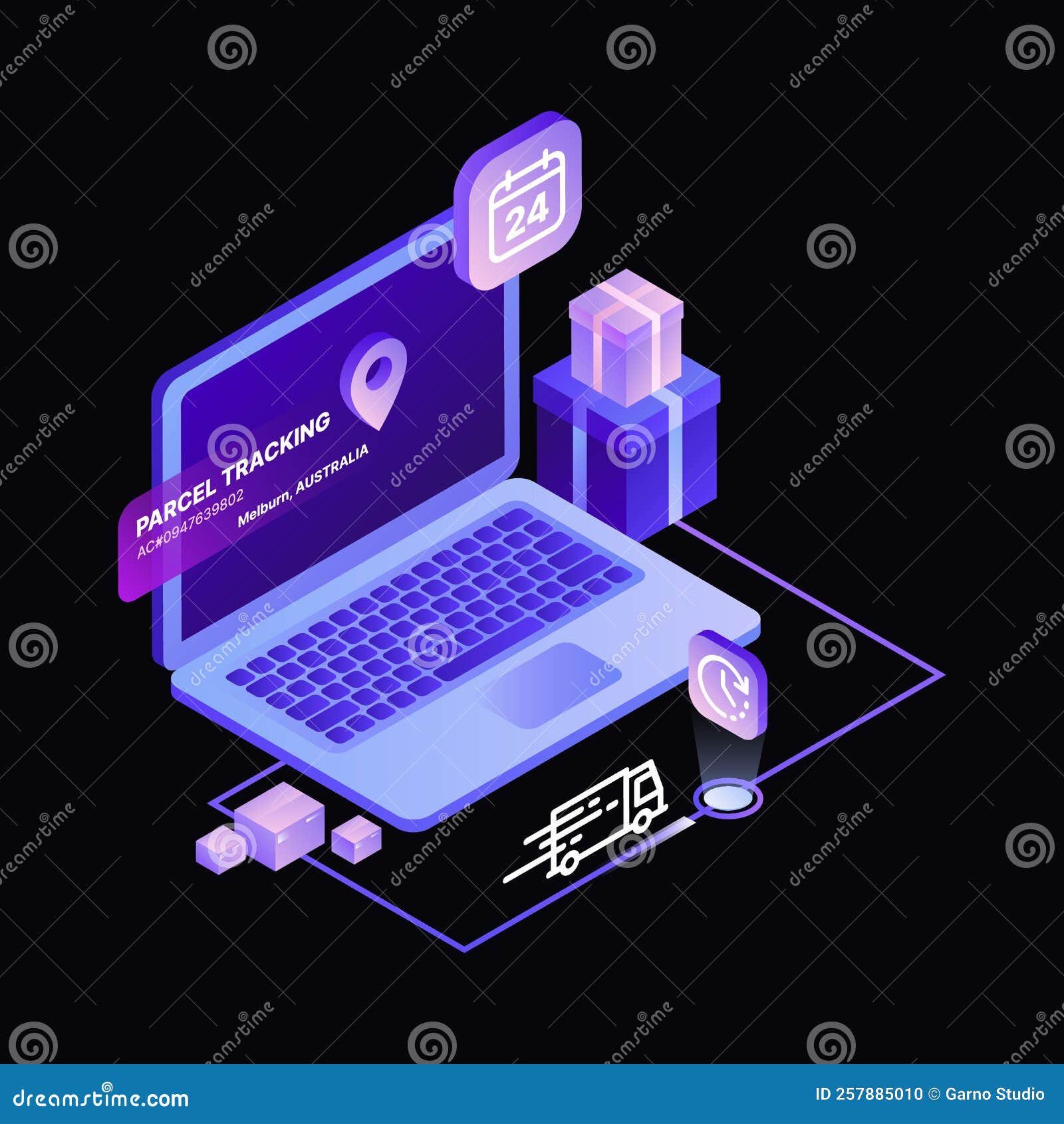 Delivery for E-Commerce Illustration. Online Shopping. Gift Box Stock ...