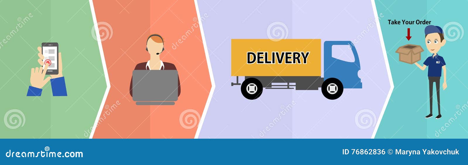 Delivery flat design stock vector. Illustration of delivery - 76862836