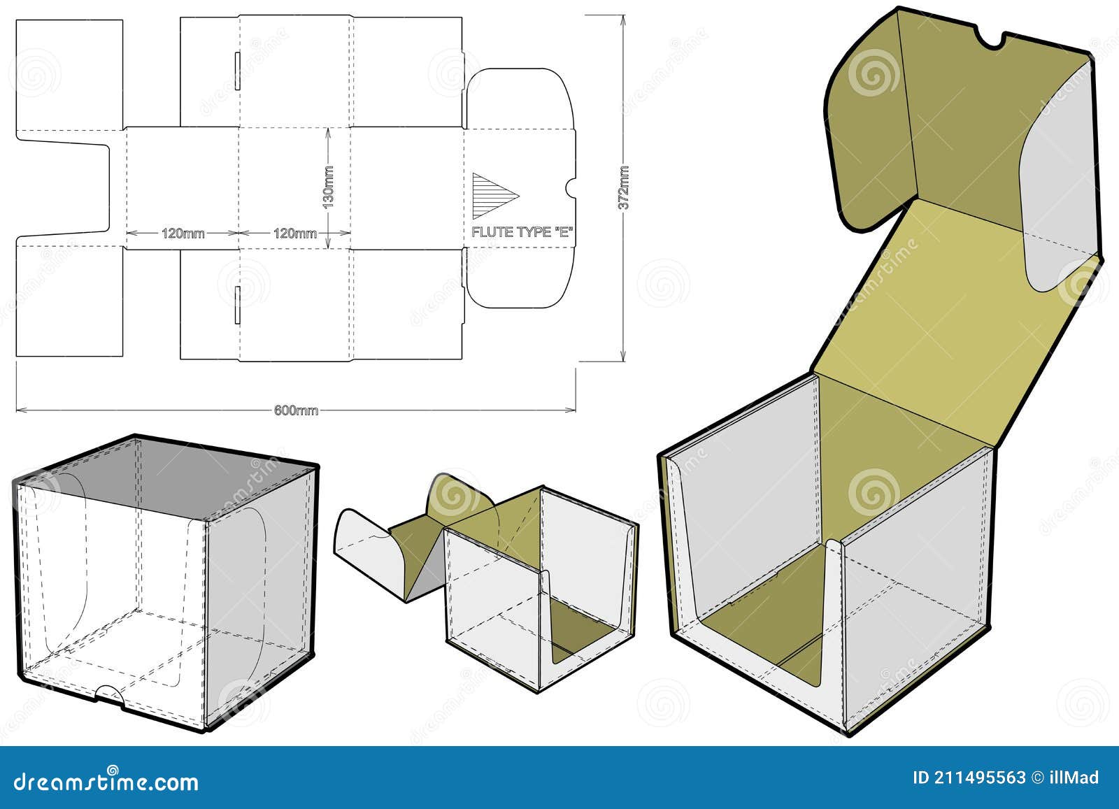 Delivery Food Packaging and Die-cut Pattern. Ease of Assembly, No Need ...