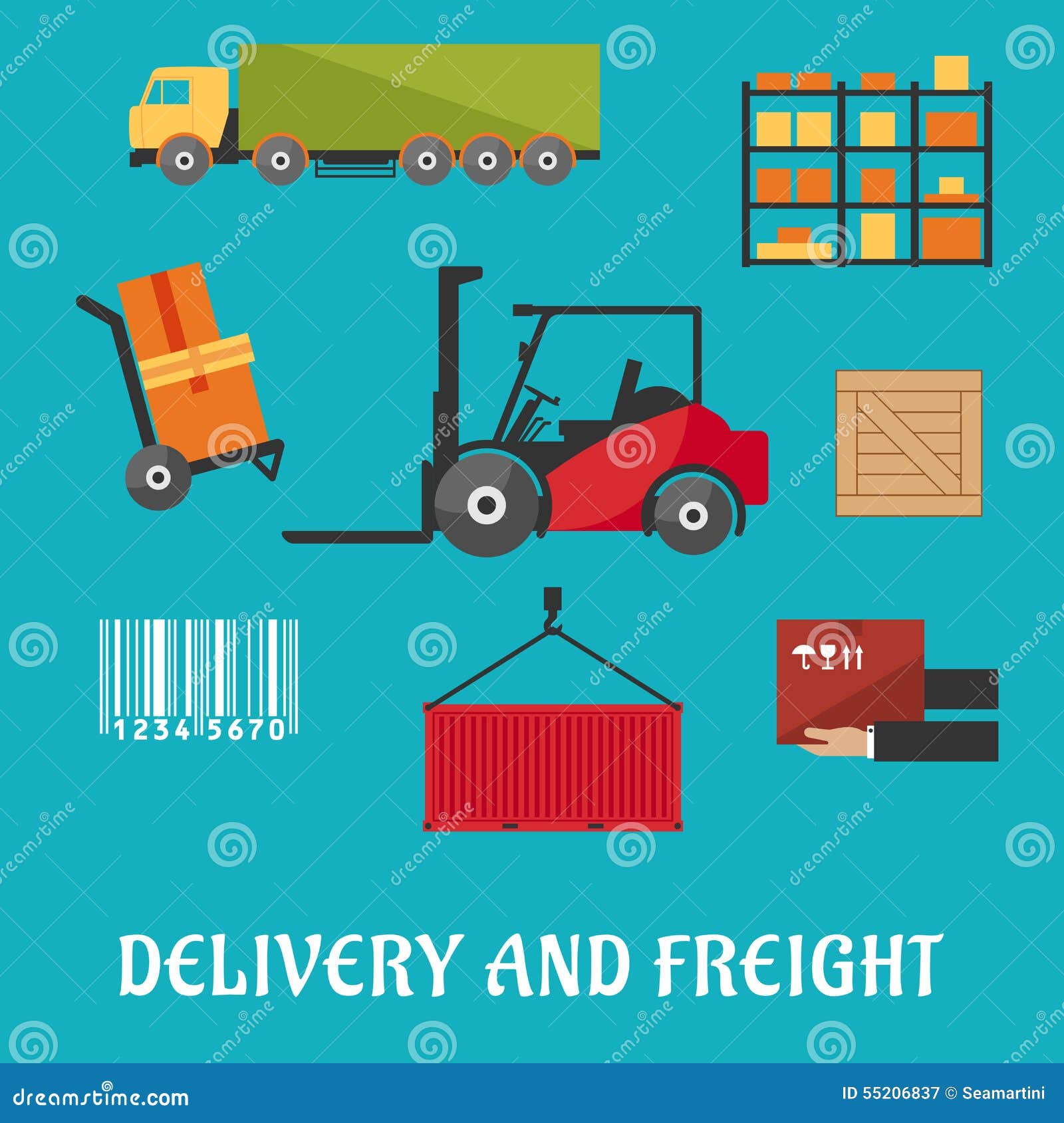 Delivery and Freight Flat Infographic Stock Vector - Illustration of ...