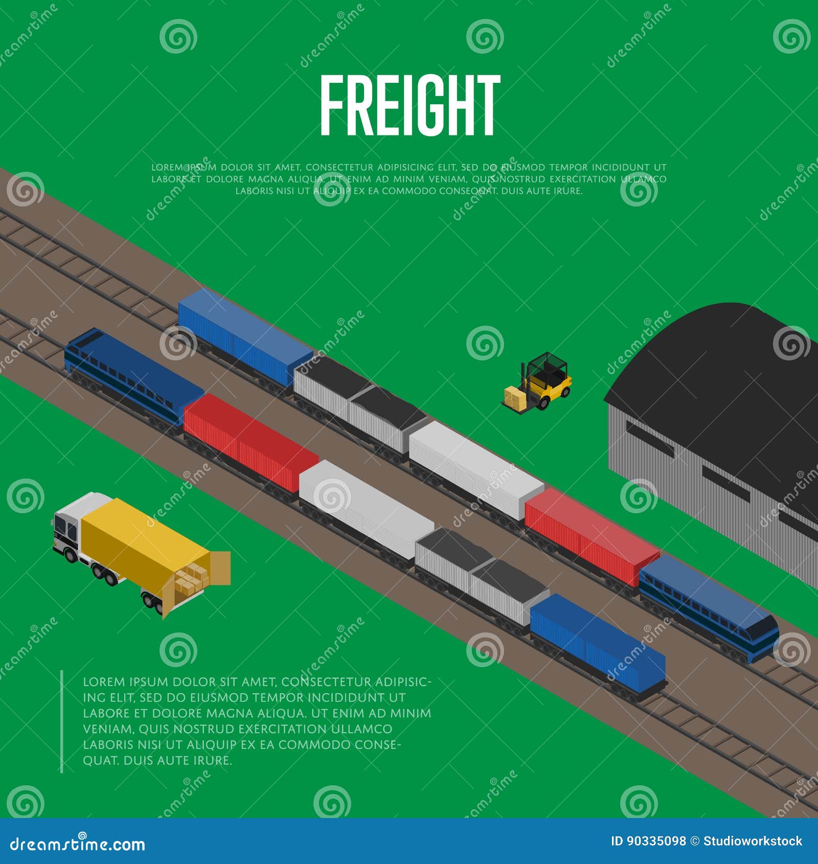 Delivery Freight Isometric Banner Stock Vector - Illustration of ...