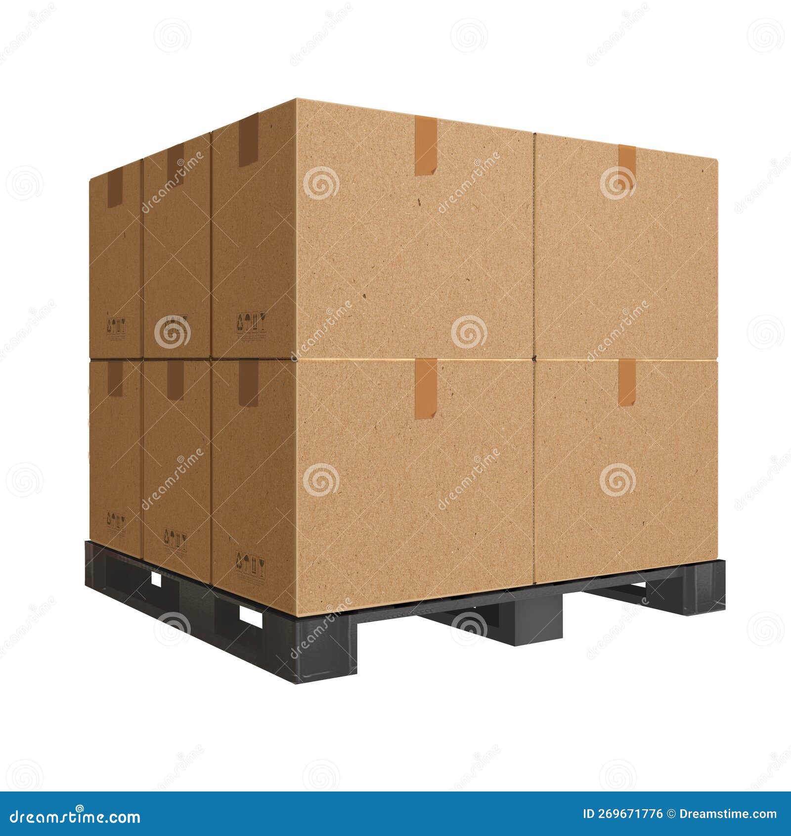 Delivery Goods in Cardboard Boxes and Crate. Objects Isolated on White ...
