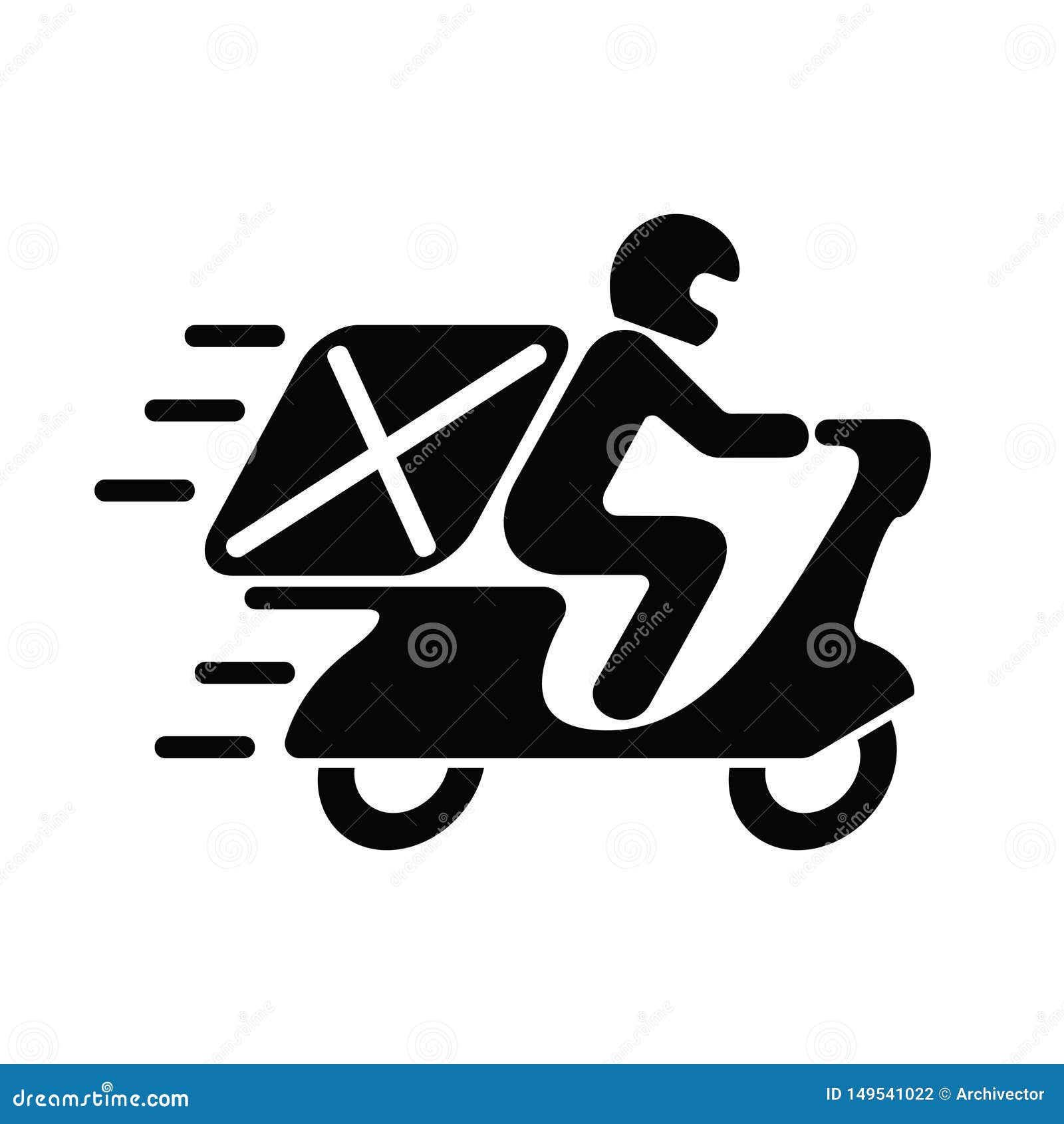 Motorcycle Delivery Service, Man Courier Riding Scooter With Box Parcel ... Motorcycle Delivery Service, Man Courier Riding Scooter With Box Parcel ...