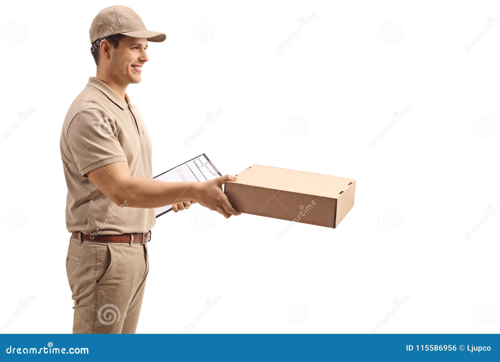 Delivery Guy Giving a Package Stock Photo - Image of parcel, delivering ...