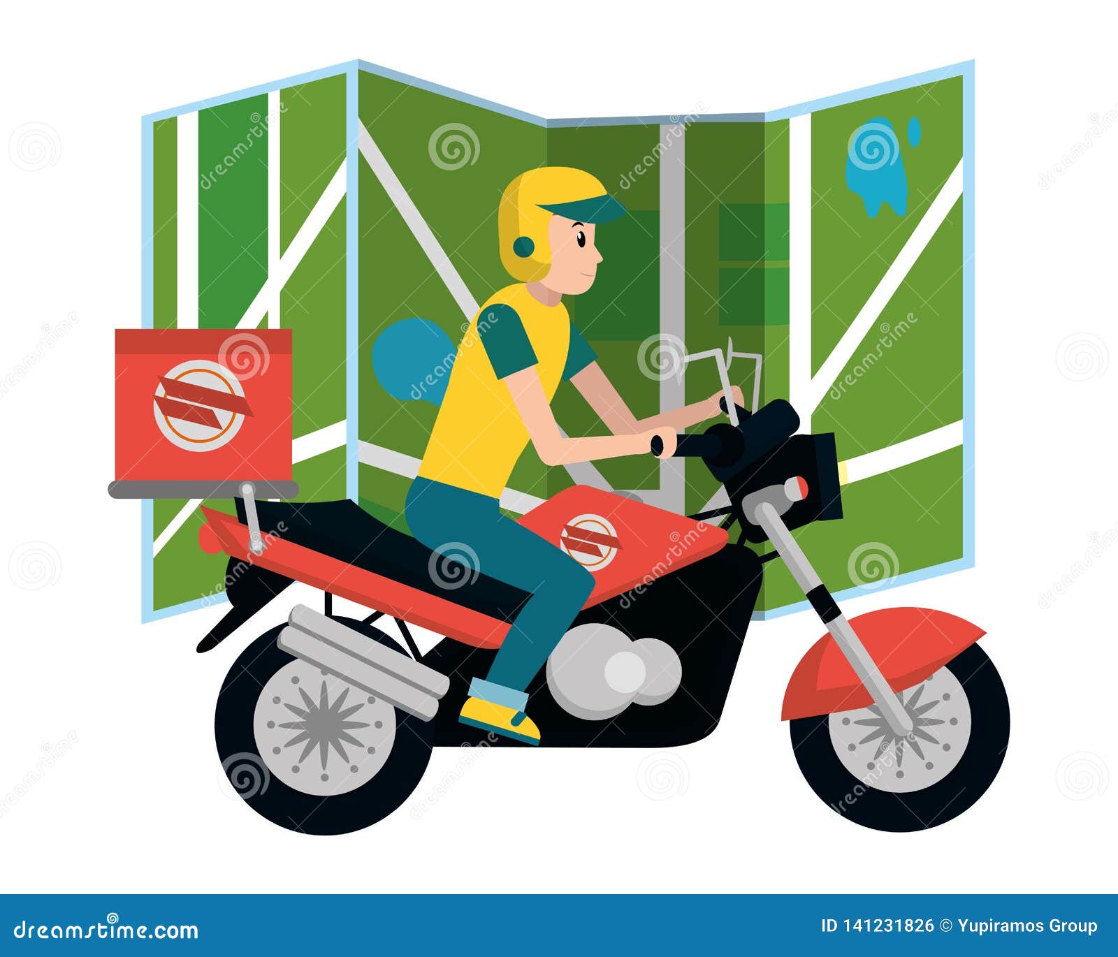 Delivery guy in motorcycle stock vector. Illustration of deliver ...