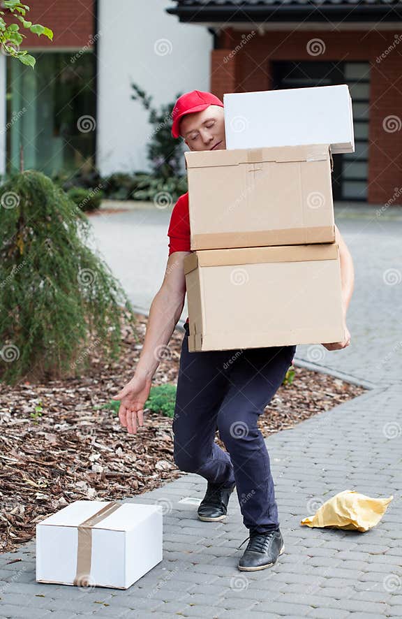 Delivery Guy Picking Up Parcels Stock Image - Image of male, receiving ...