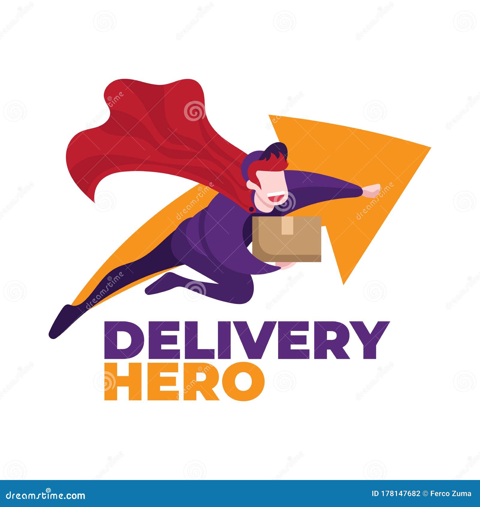 Delivery Hero Character Superhero Style Stock Vector - Illustration of ...