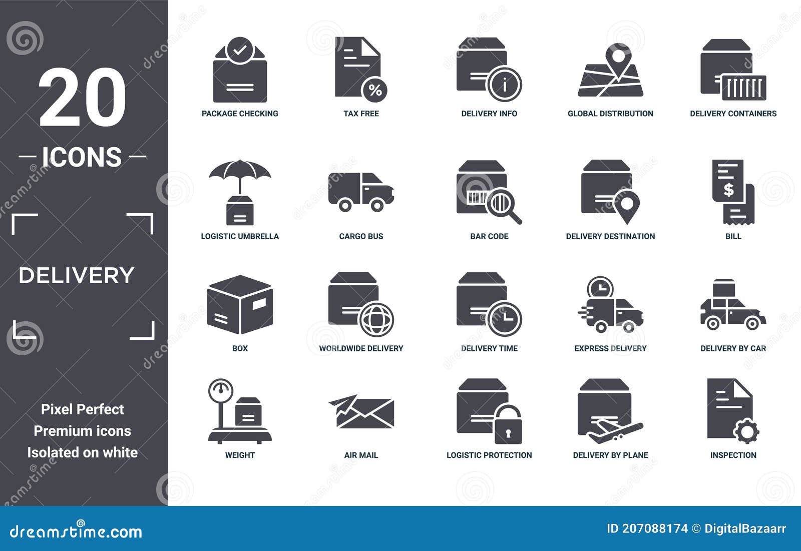 Delivery Icon Set. Include Creative Elements As Package Checking ...