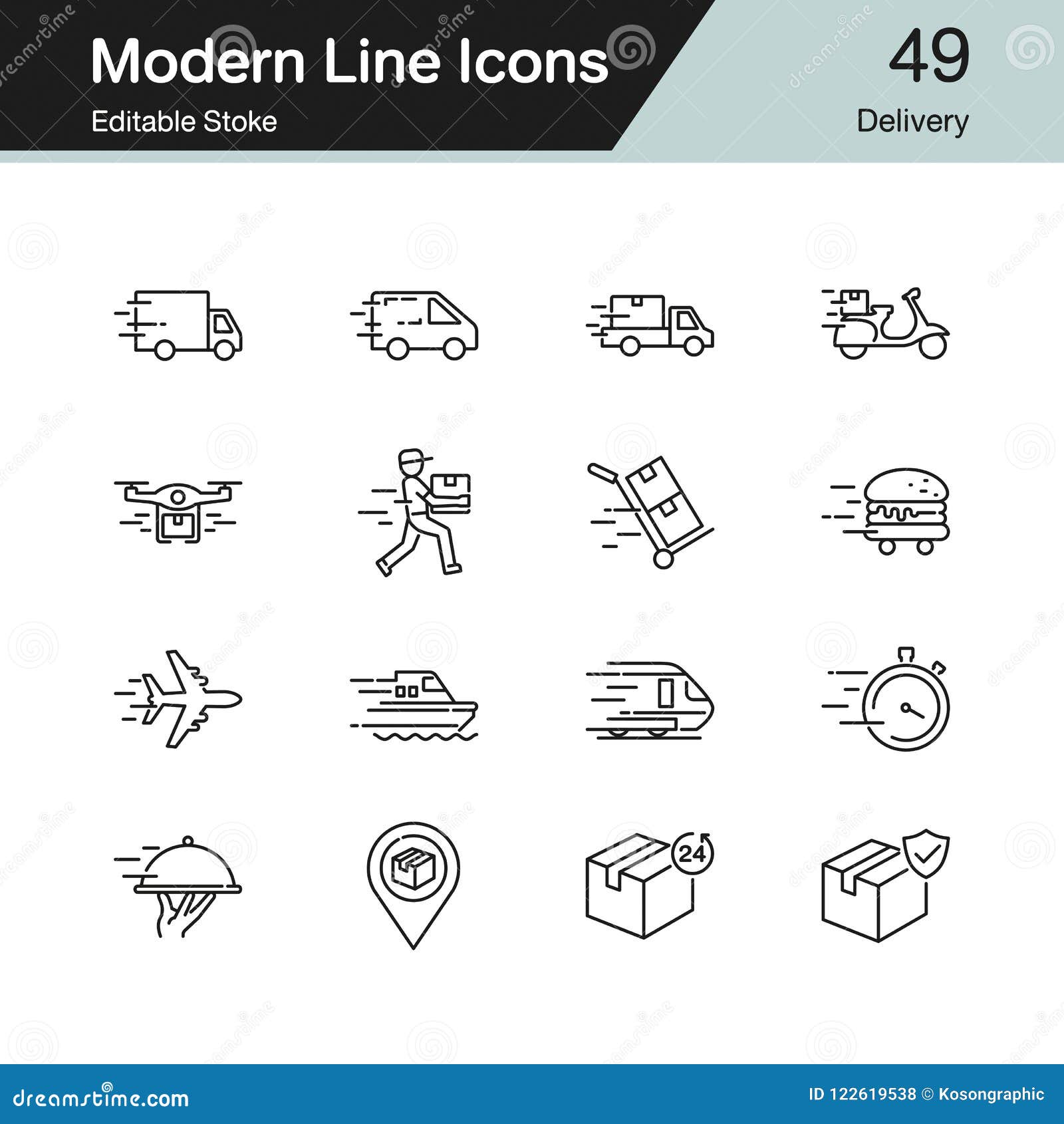 Delivery Icons. Modern Line Design Set 49. for Presentation, Graphic ...