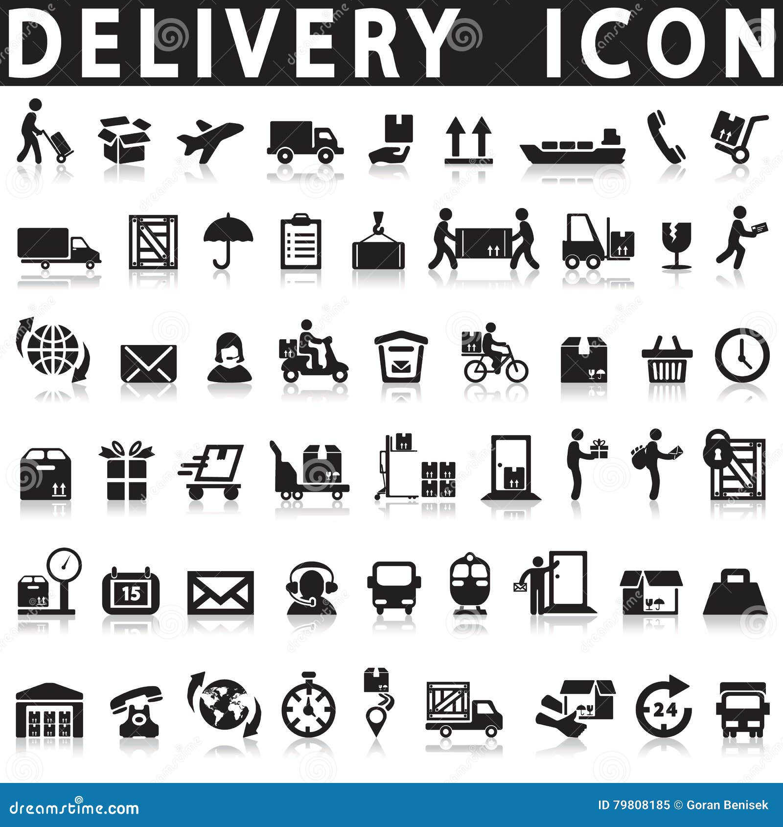 Icons Set Of Delivery Goods Around The World For Logistics Indus Vector ...