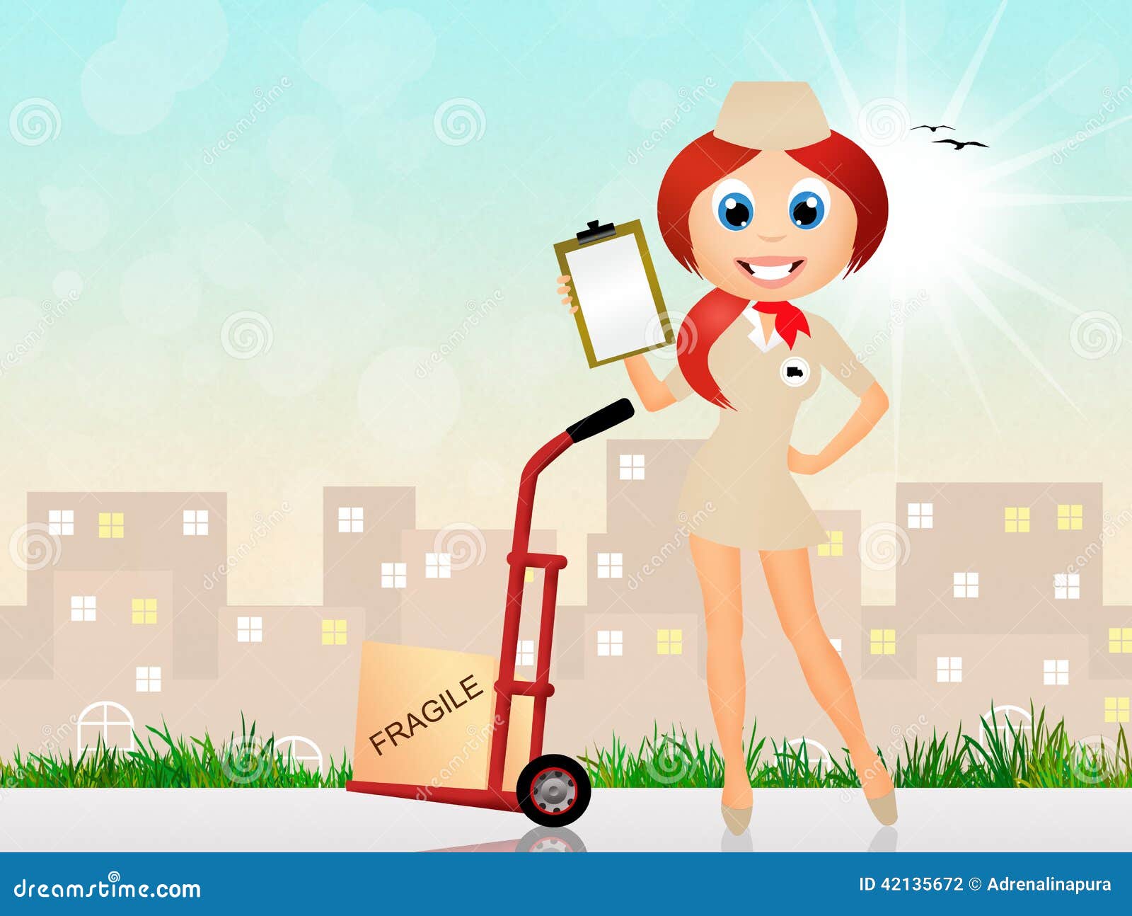 Delivery stock illustration. Illustration of girl, icon - 42135672