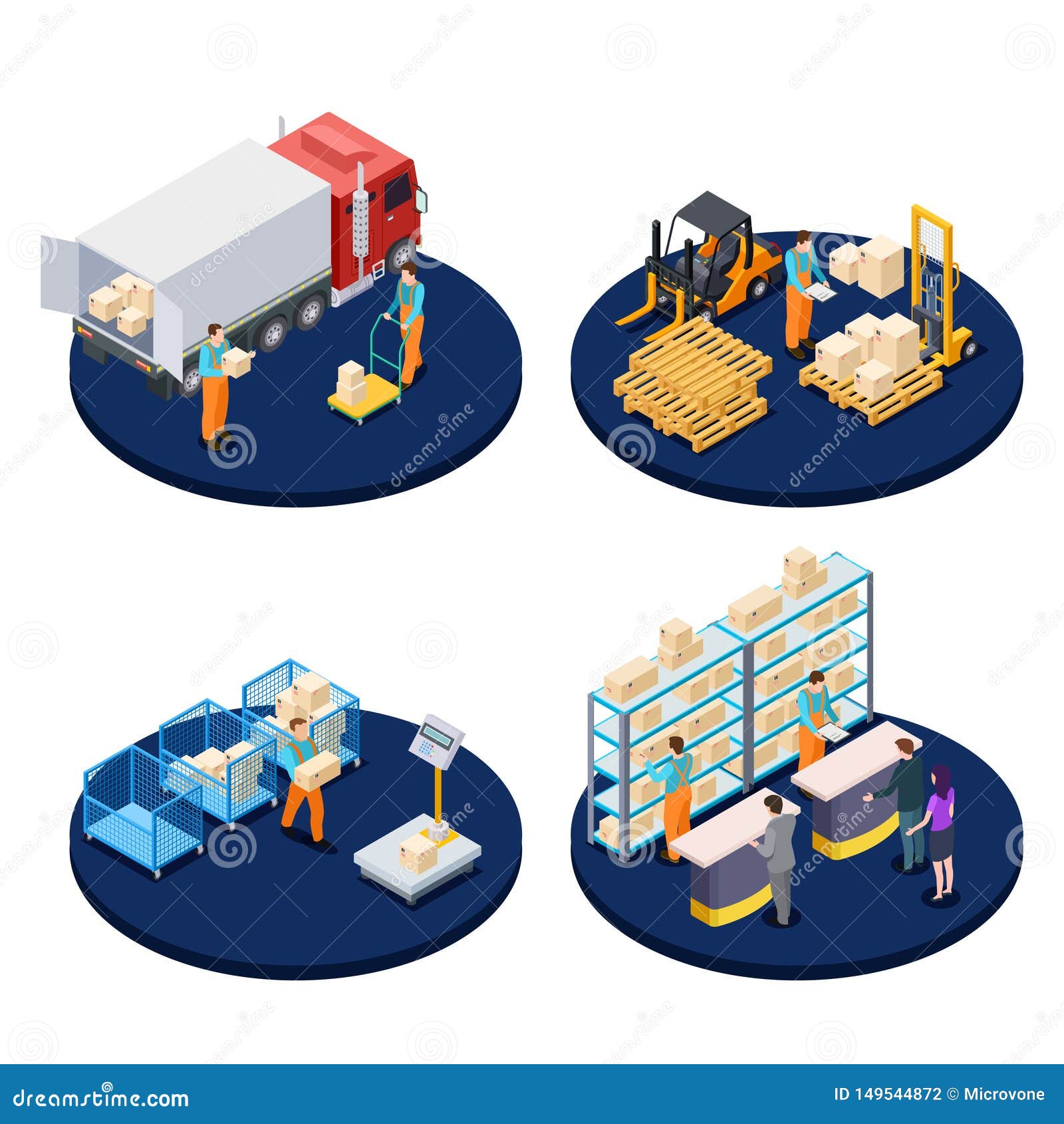 Delivery Isometric. Logistic, Distribution Warehouse, Parcel Delivery ... Delivery Isometric. Logistic, Distribution Warehouse, Parcel Delivery ...