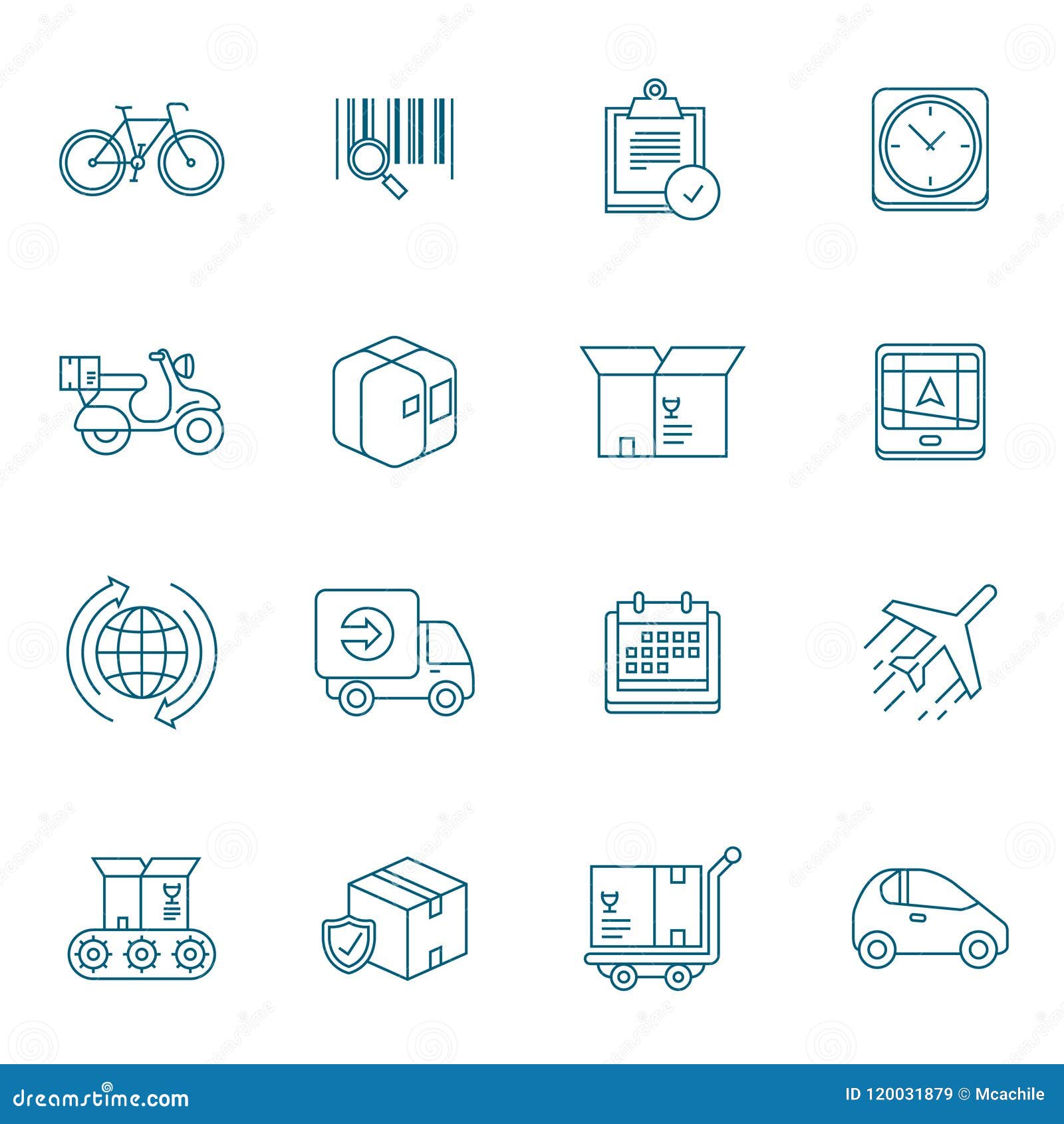 Delivery Items Line Icon Set Stock Illustration - Illustration of ...
