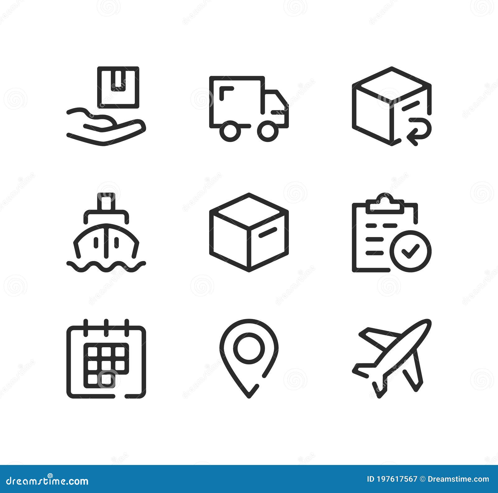 Delivery Line Icons Set. Modern Linear Symbols, Simple Outline Elements ... Delivery Line Icons Set. Modern Linear Symbols, Simple Outline Elements ...