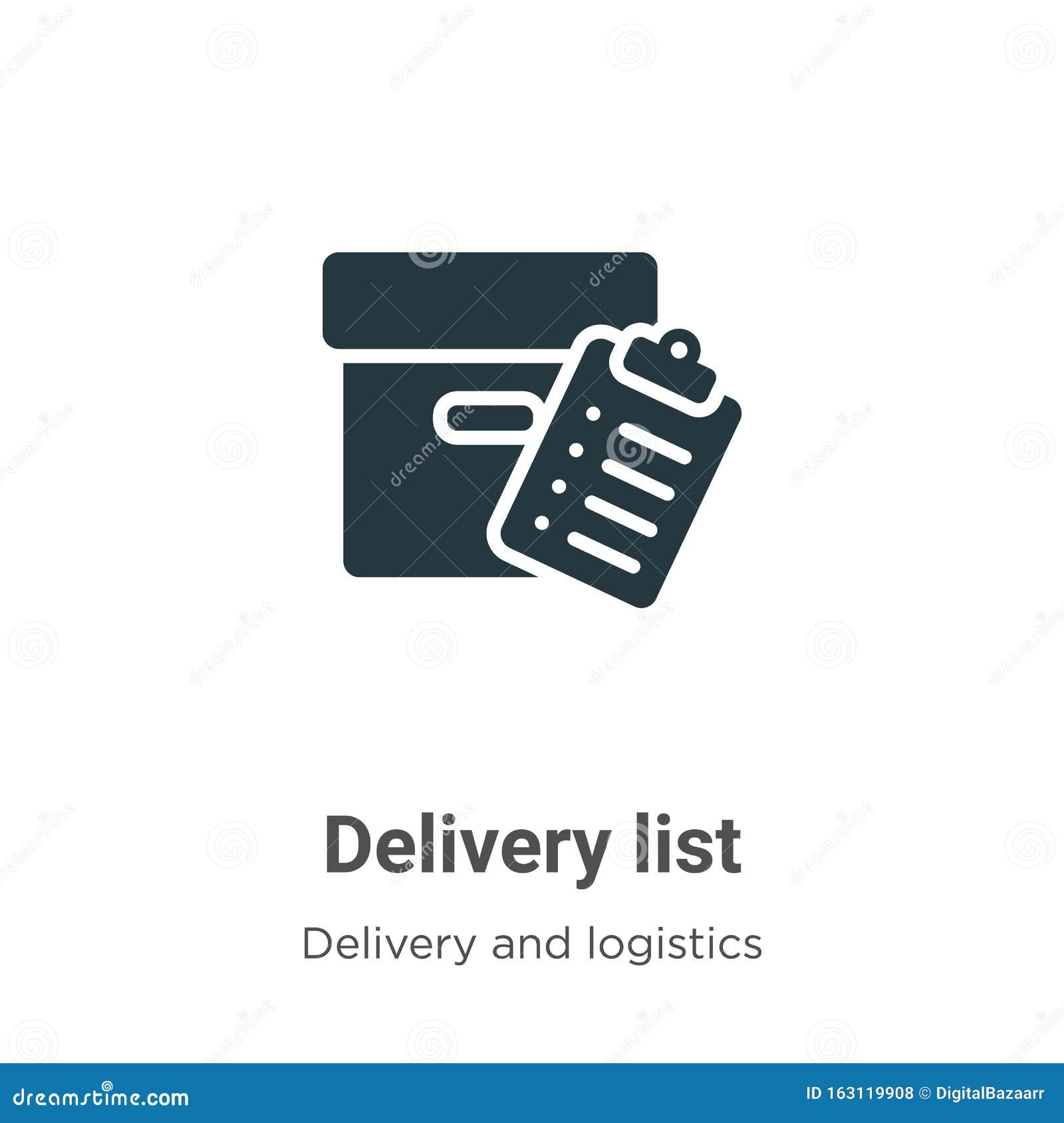 Delivery List Vector Icon on White Background. Flat Vector Delivery ...