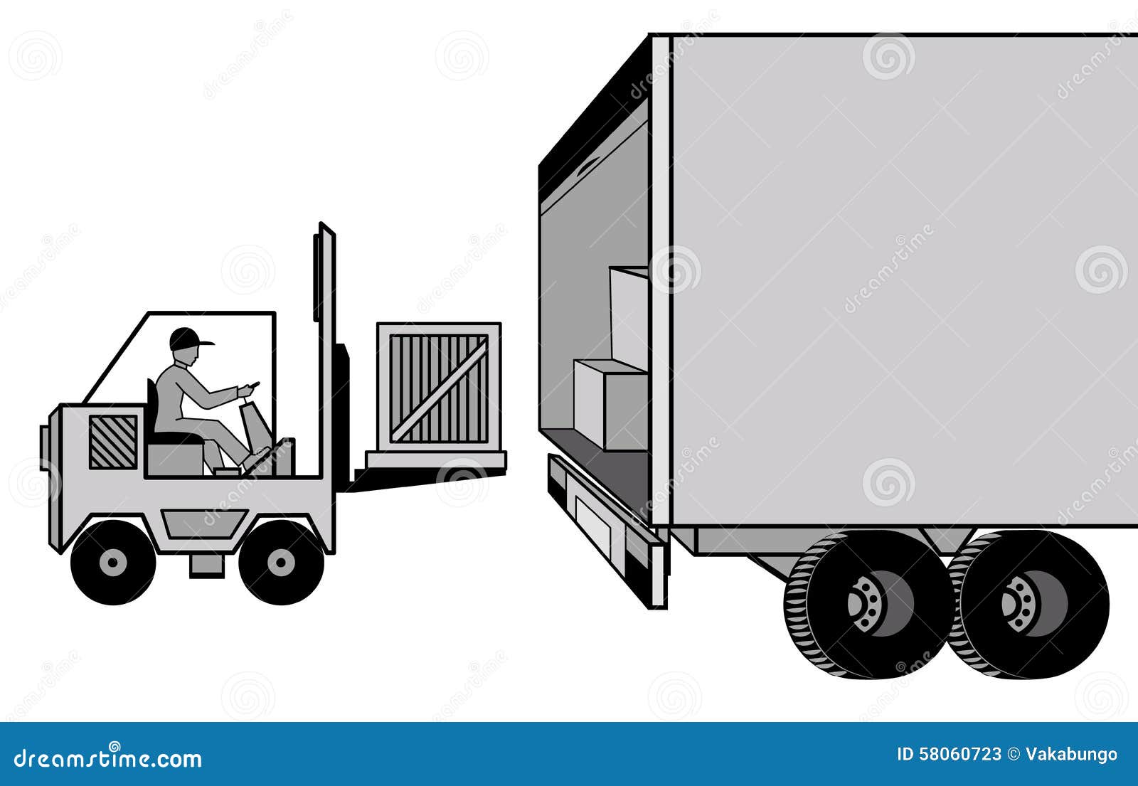 Delivery and Loading of Cargo by Car and Loader at Stock Vector ...