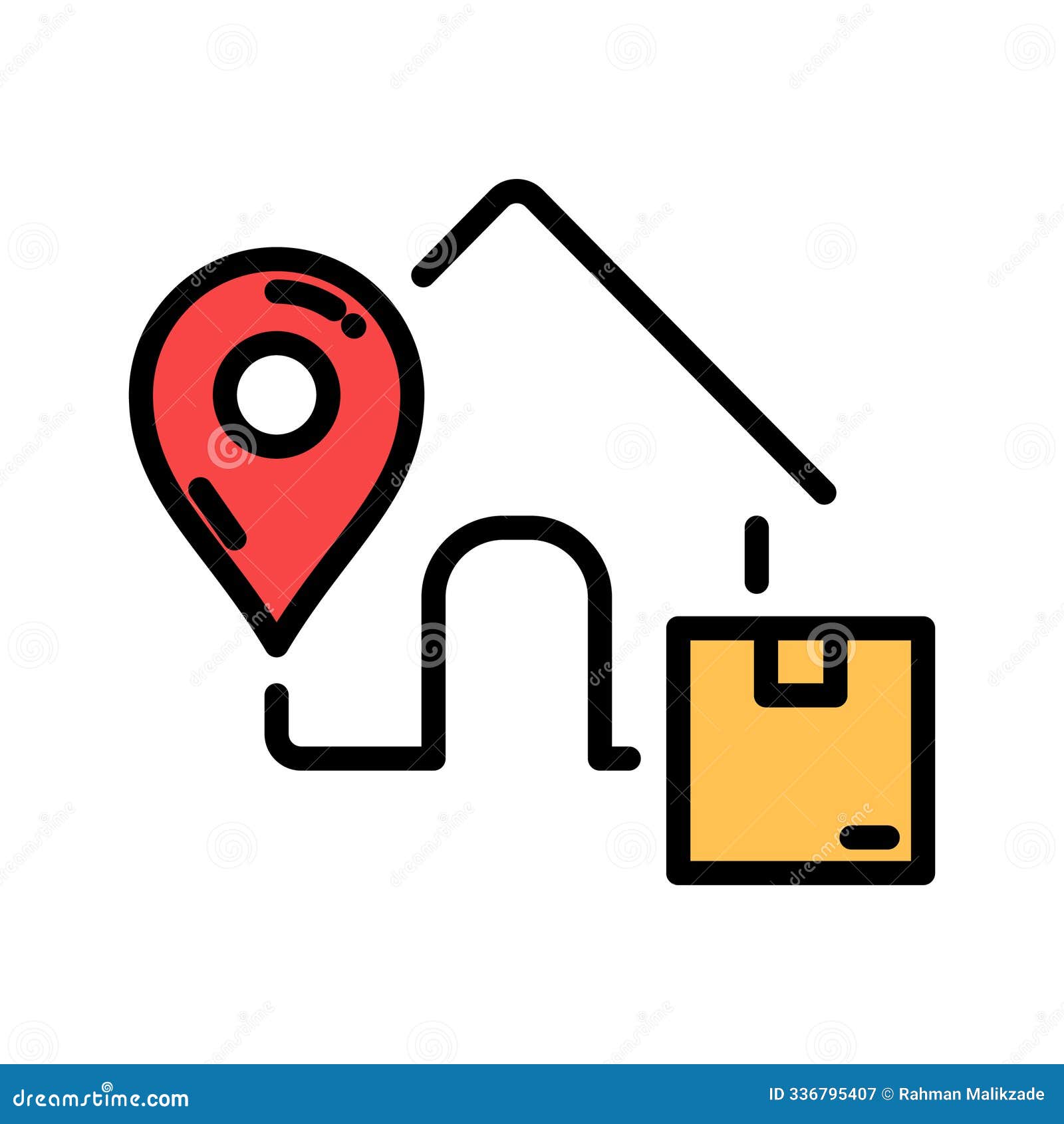 Delivery Location Icon Vector. Road Path Like Thin Line Map Geolocation ...