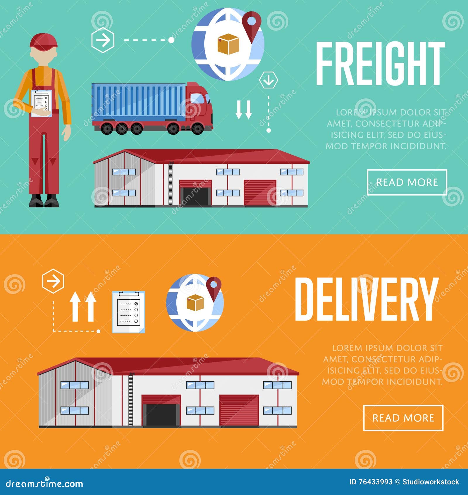 Delivery and Logistic Banner Set Stock Vector - Illustration of ...