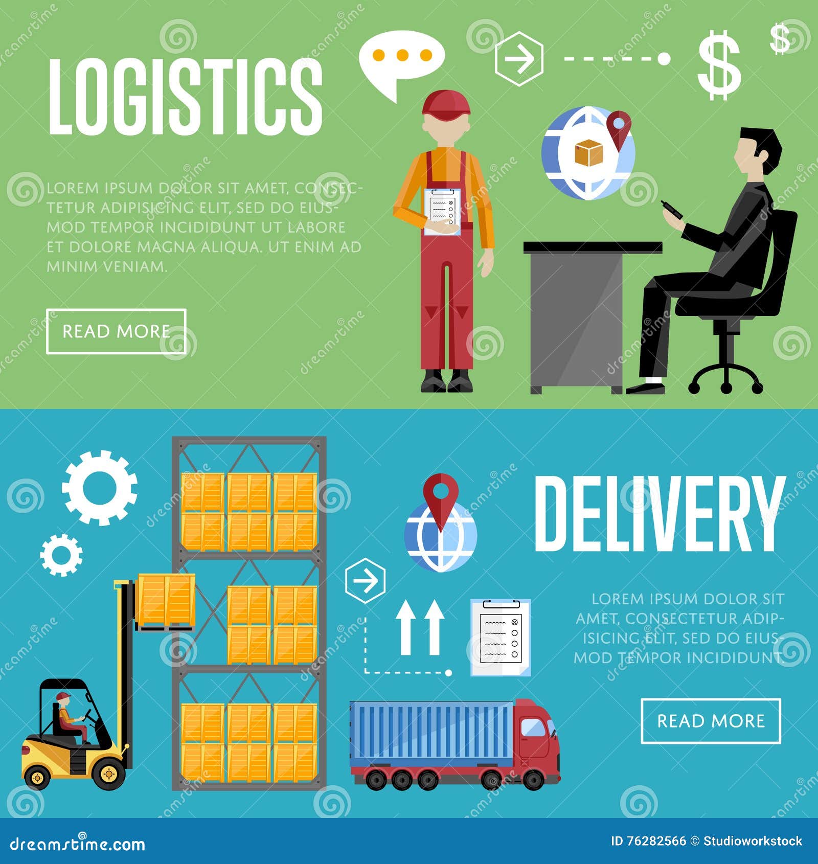 Delivery and Logistic Banner Set Stock Vector - Illustration of ...