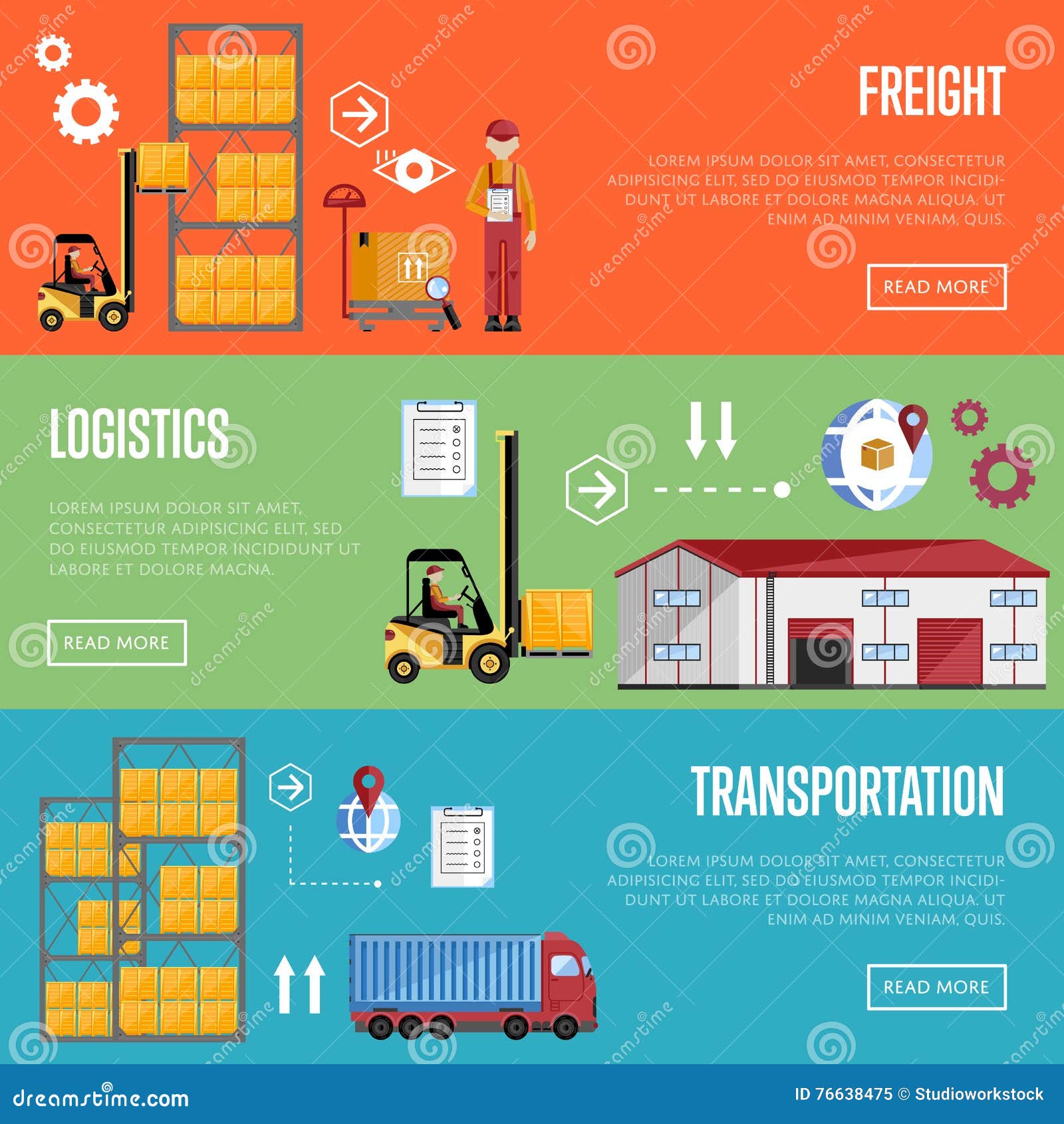 Delivery and Logistic Banner Set Stock Vector - Illustration of process ...