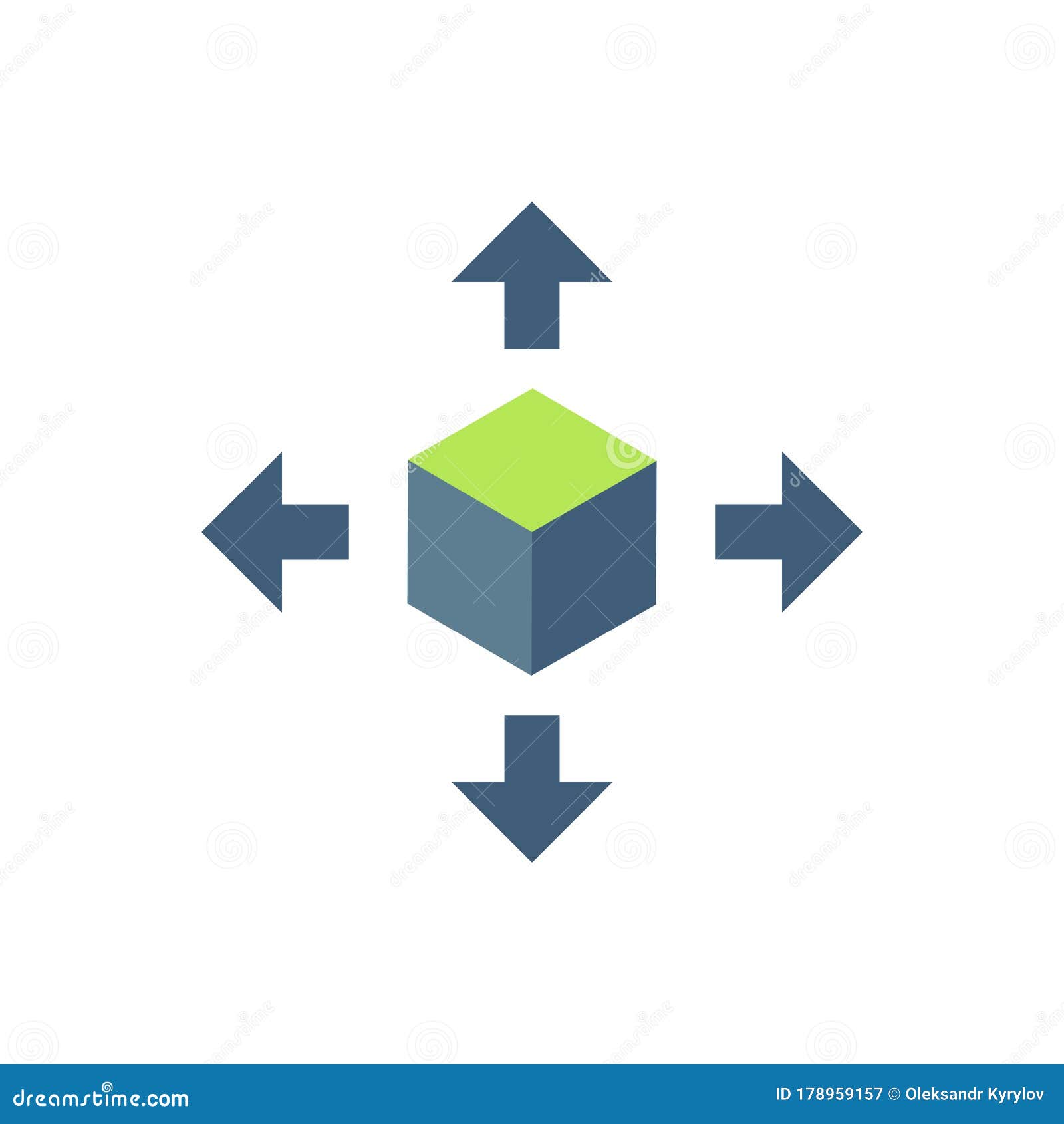 Delivery Logistic Cube Box Package with Four Arrows in Different ...