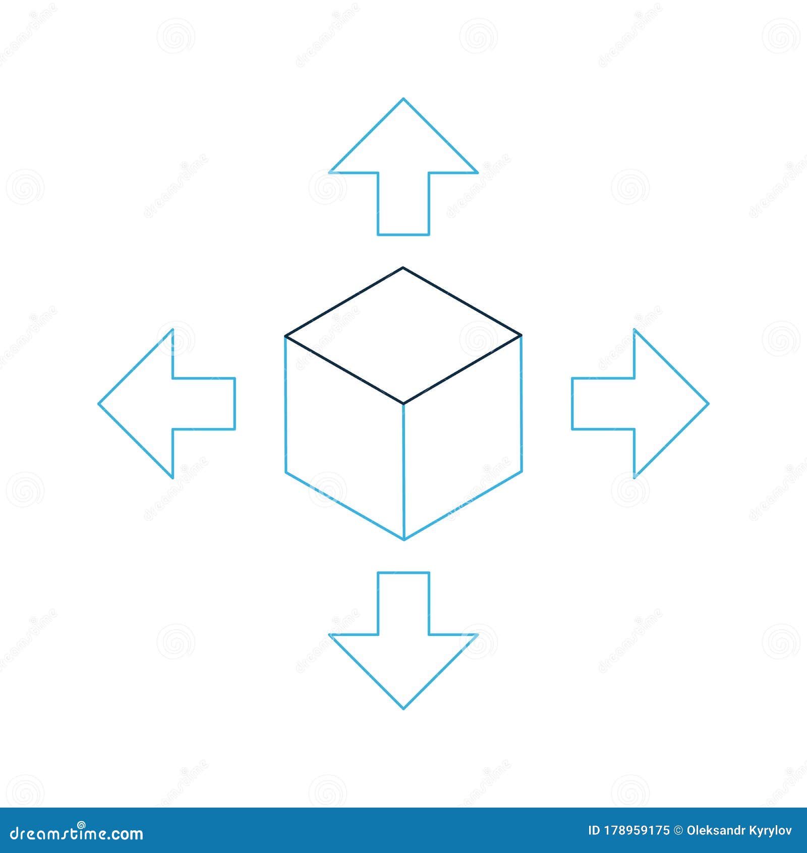 Delivery Logistic Cube Box Package with Four Arrows in Different ...