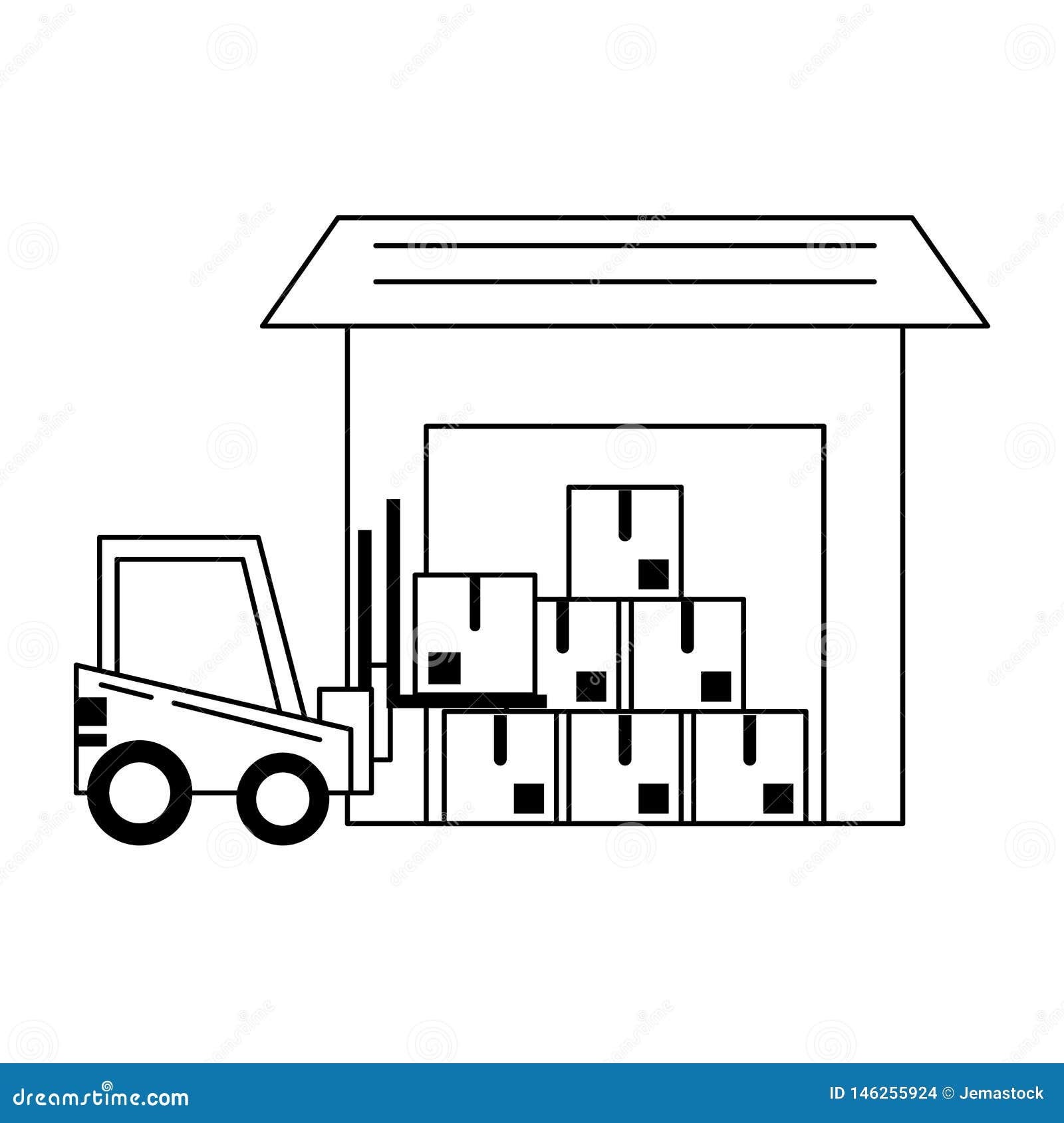 Delivery and Logistics in Black and White Stock Vector - Illustration ...