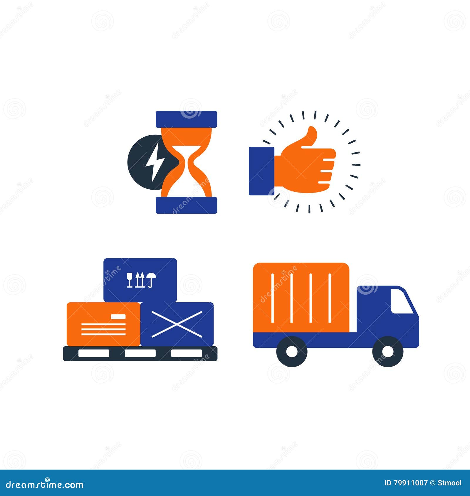 Delivery Logistics Icons Set, Move Boxes, Loading Truck, Time Stock ...