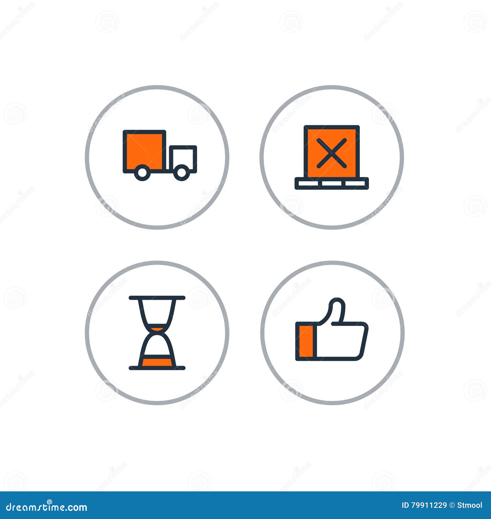 Delivery Logistics Icons Set, Move Boxes, Loading Truck, Time Stock ...