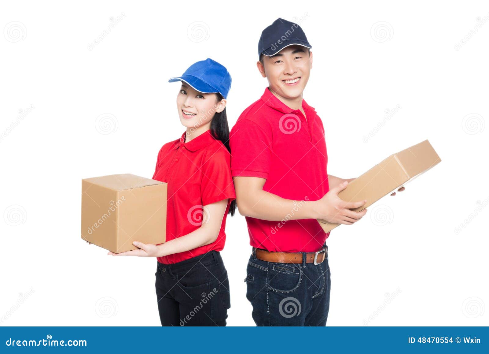 Delivery Mailman Carrying Cardboard Box Stock Photo - Image of deliver ...