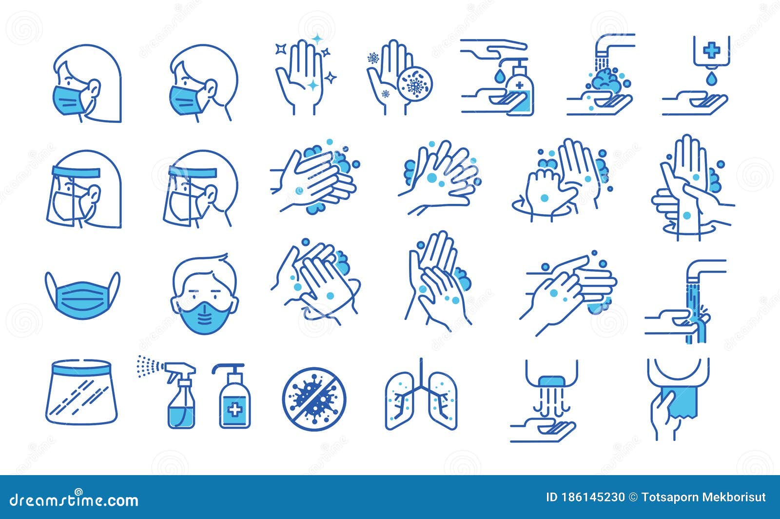 Anti Bacterial Icons. Stop Of Virus, Germs And Microbe, Prohibition ...