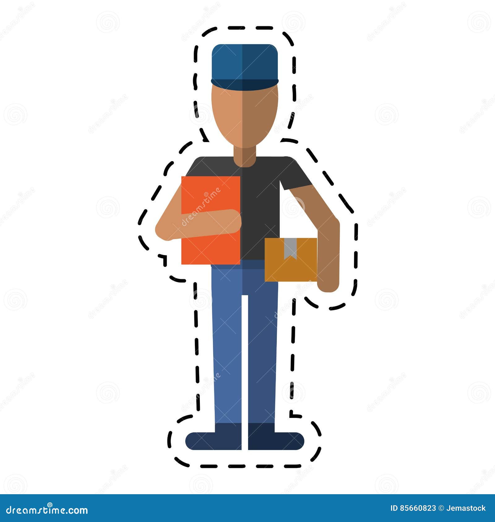 Delivery Man Avatar with Cap Box and Clipboard Cutting Stock Vector ...