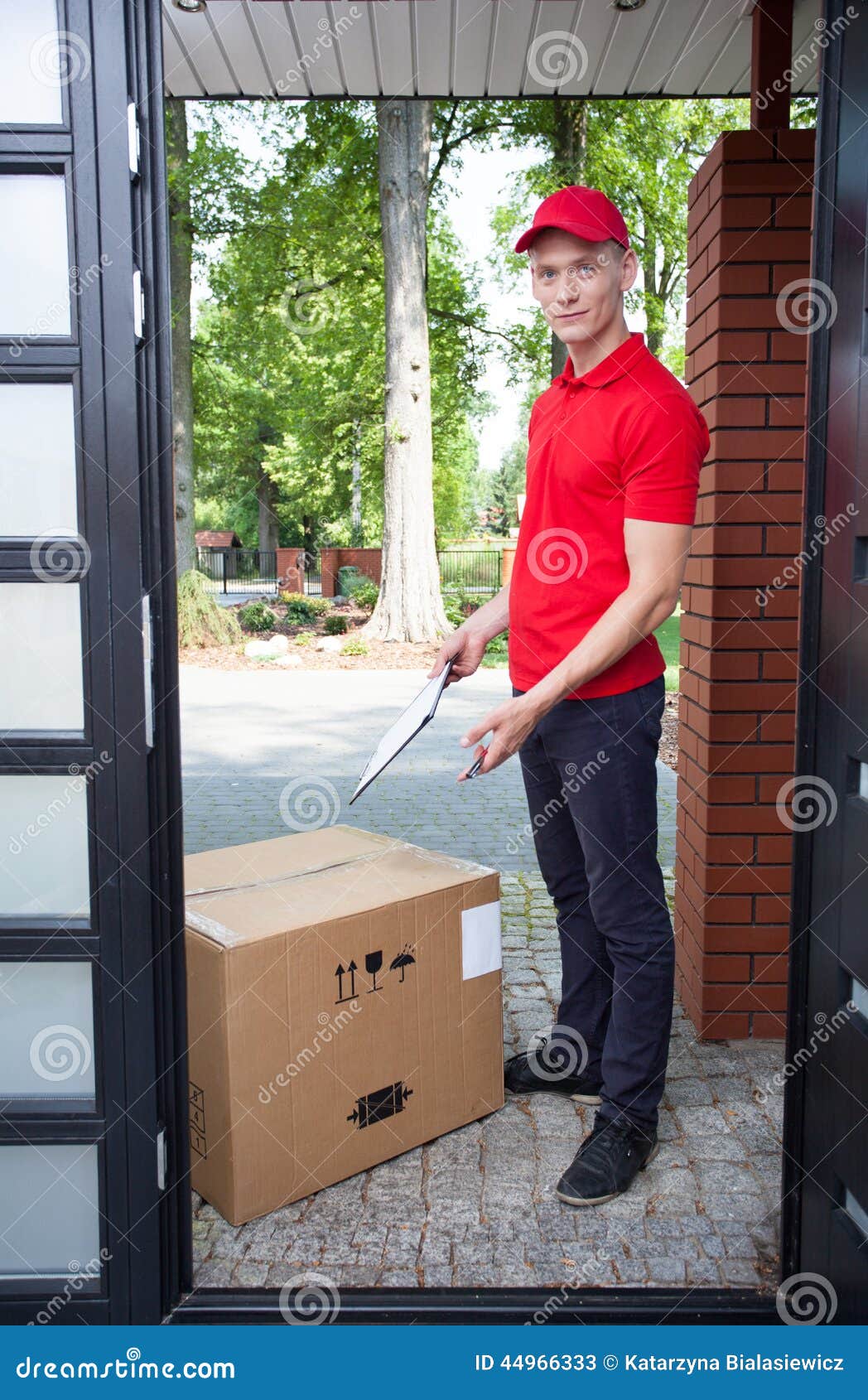 Delivery Man with a Big Box Stock Image - Image of packing, courier ...