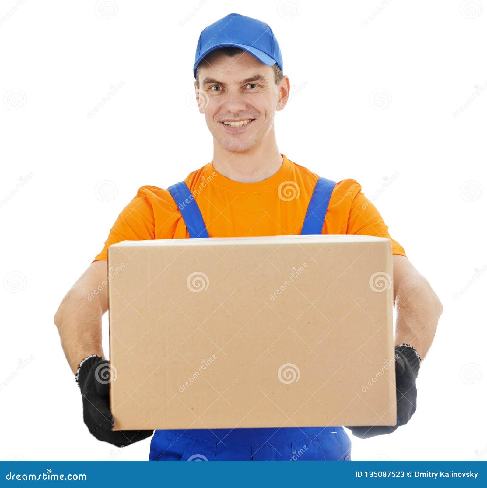 Delivery Man with Box and Cardboard Stock Image - Image of clipboard ...