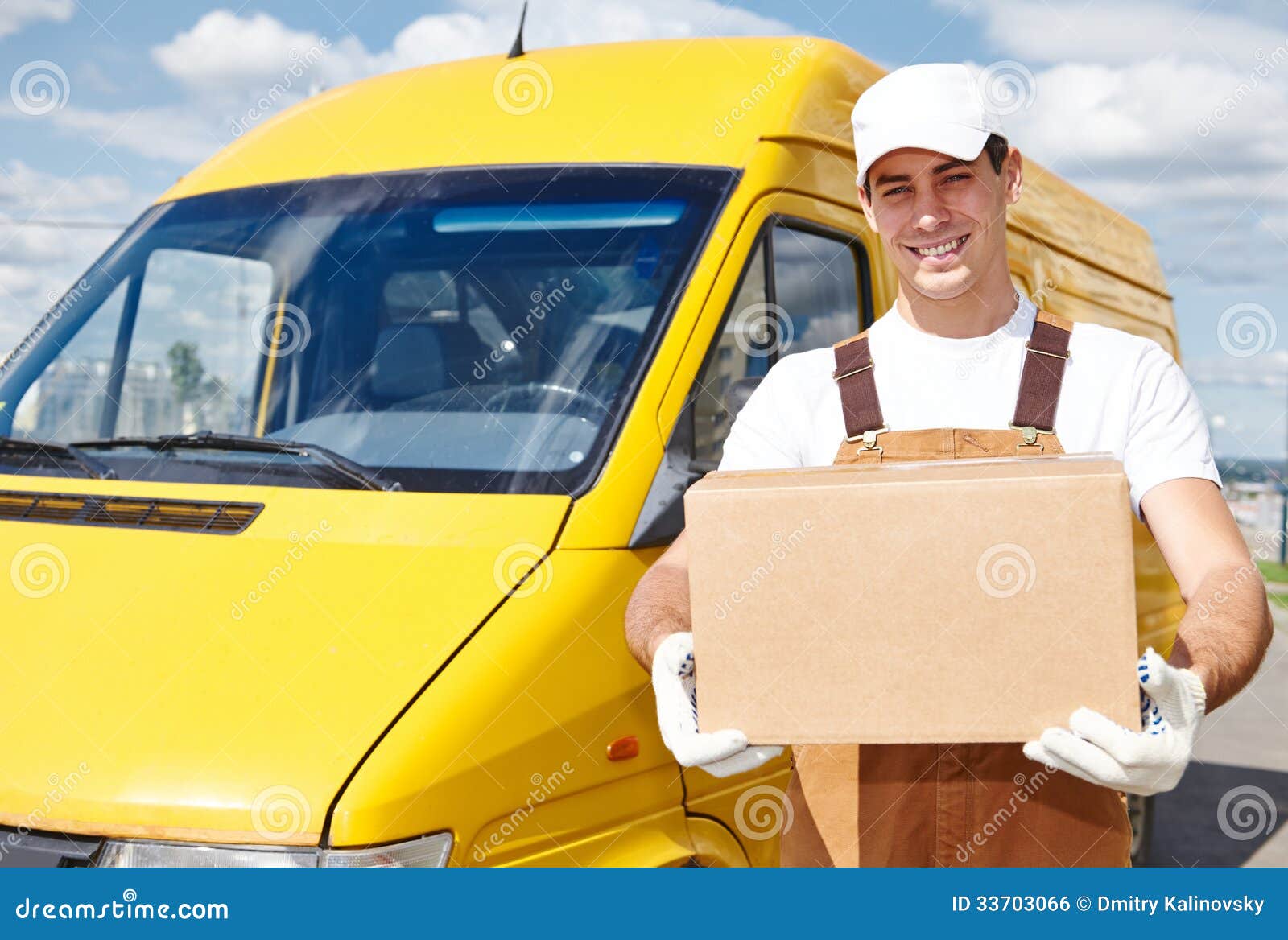 Delivery man with box stock photo. Image of cardboard - 33703066