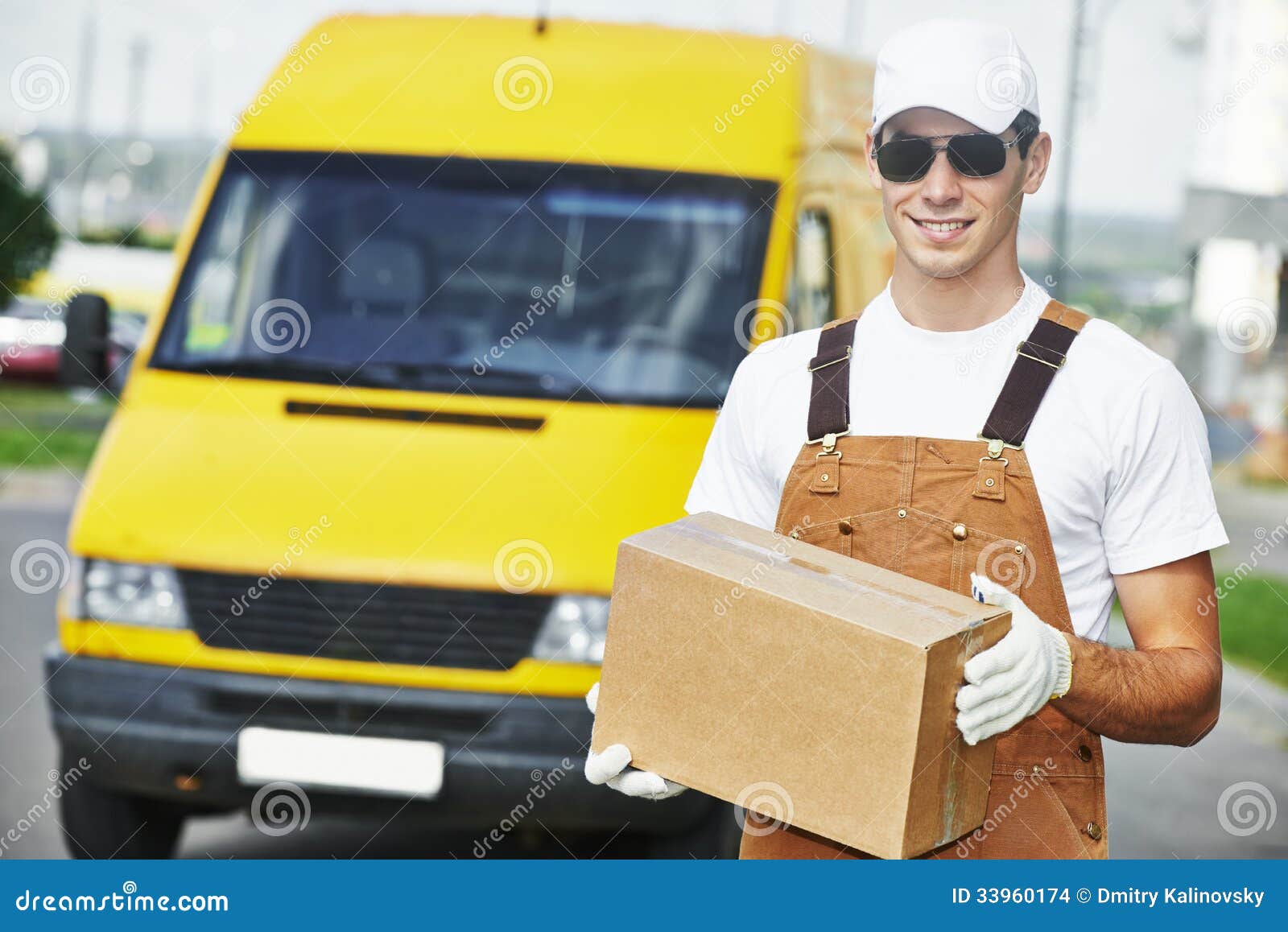 Delivery man with box stock photo. Image of post, industry - 33960174