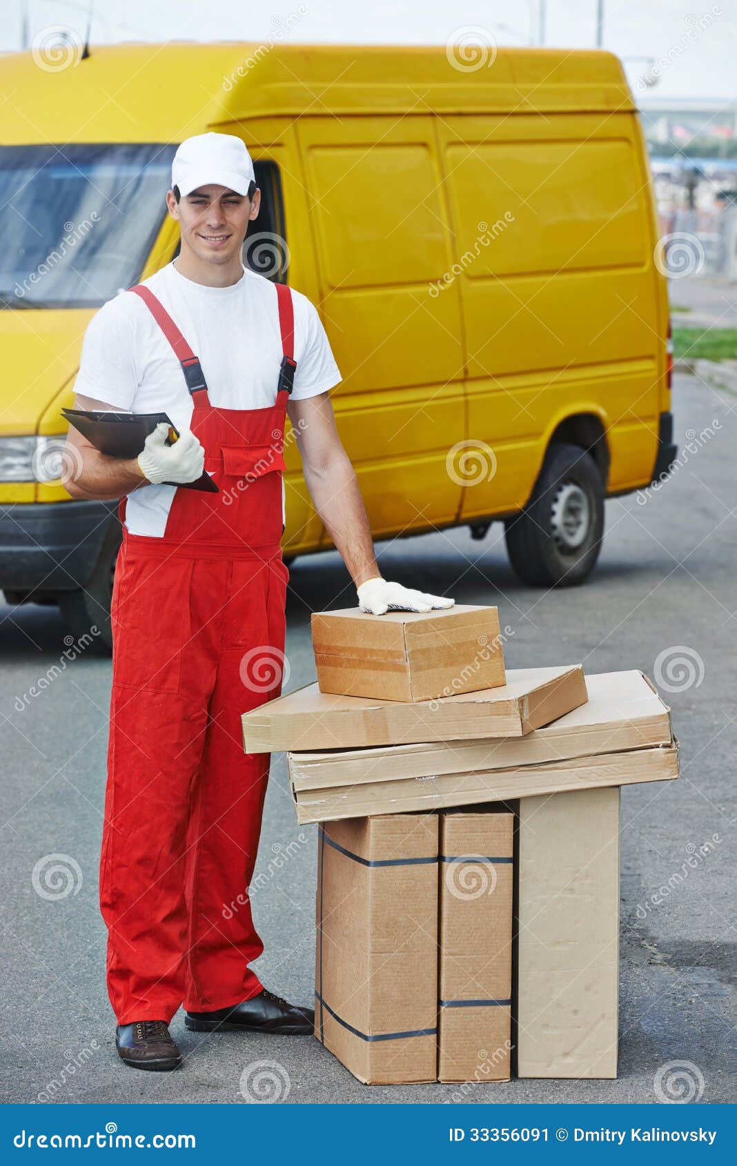 Delivery man with box stock image. Image of portrait - 33356091