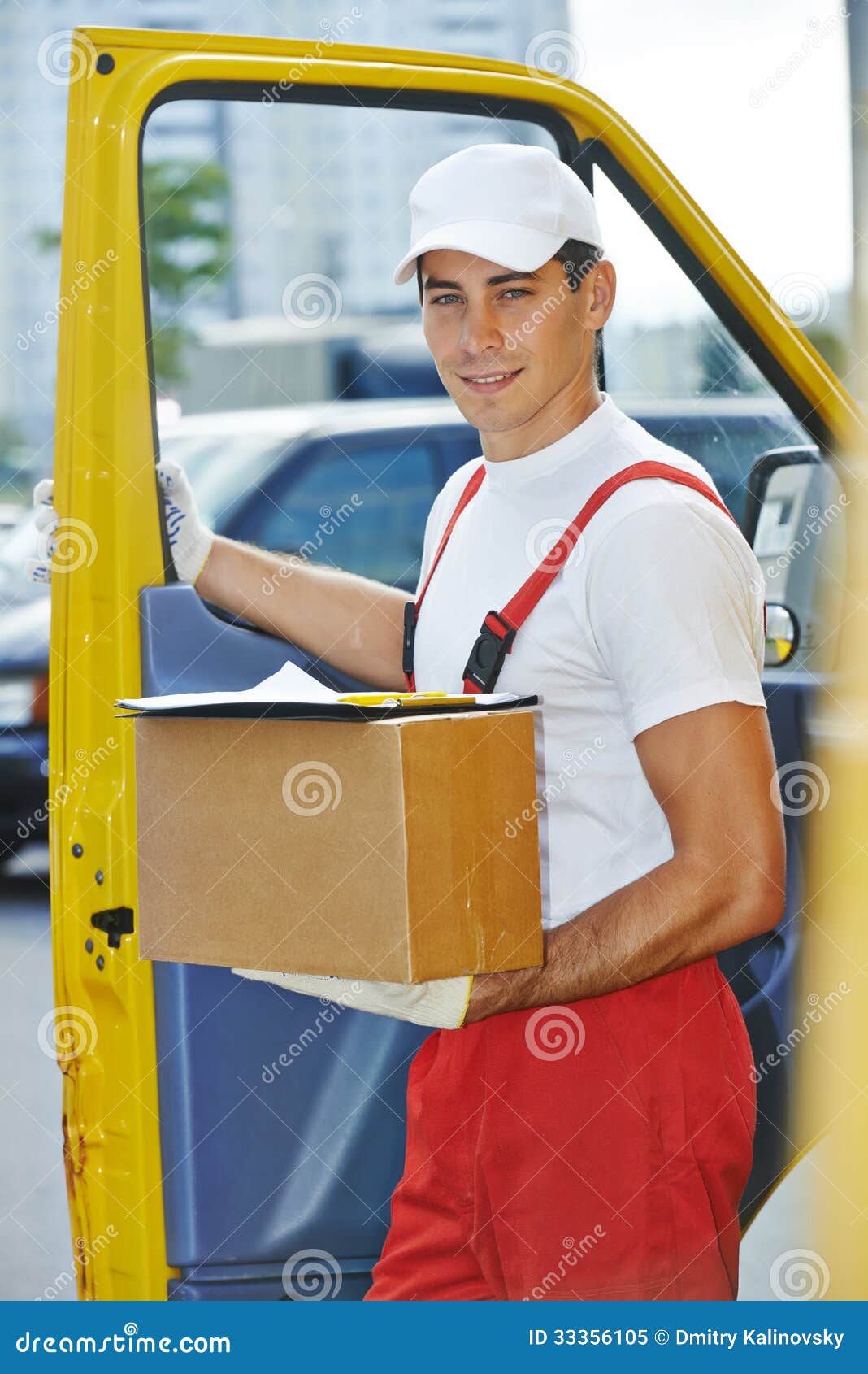 Delivery man with box stock image. Image of happy, labor - 33356105