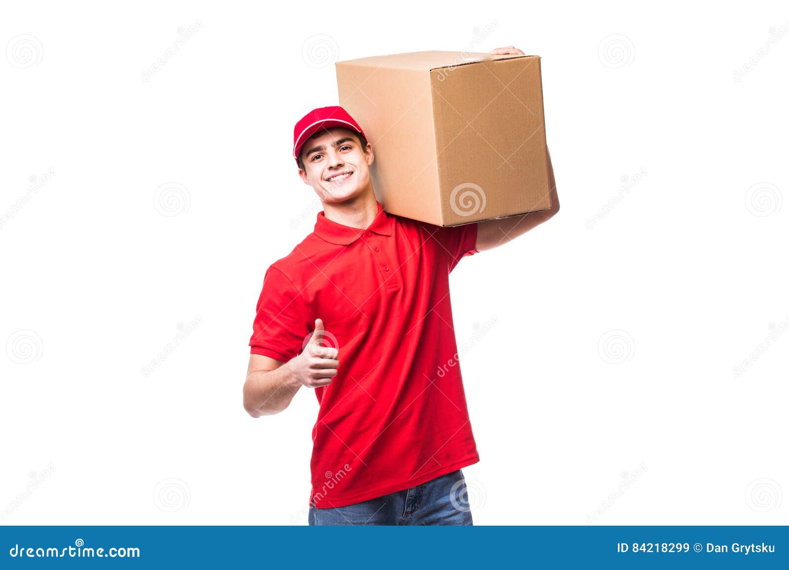 Delivery man with box stock image. Image of handling - 84218299