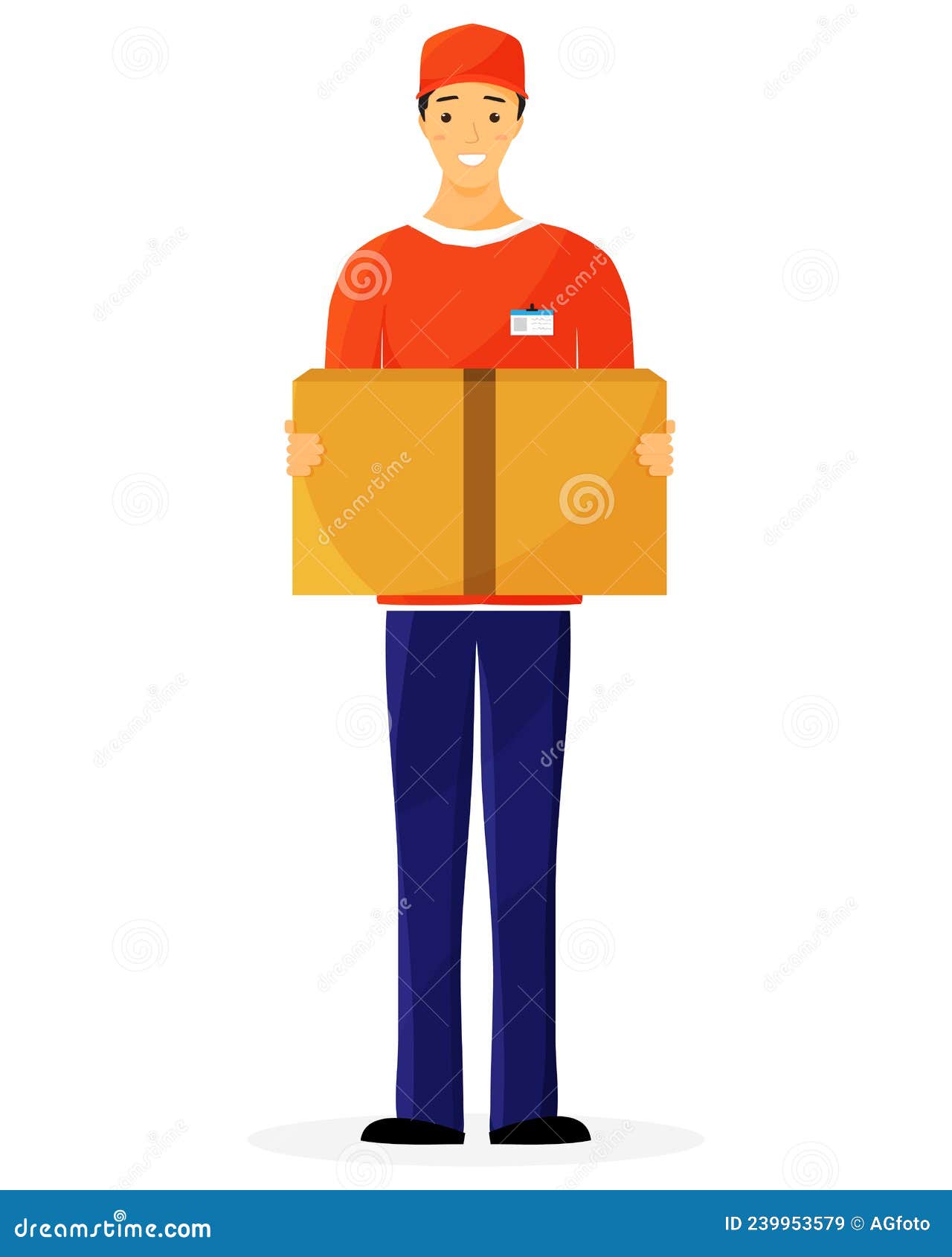 Delivery man with box stock vector. Illustration of character - 239953579